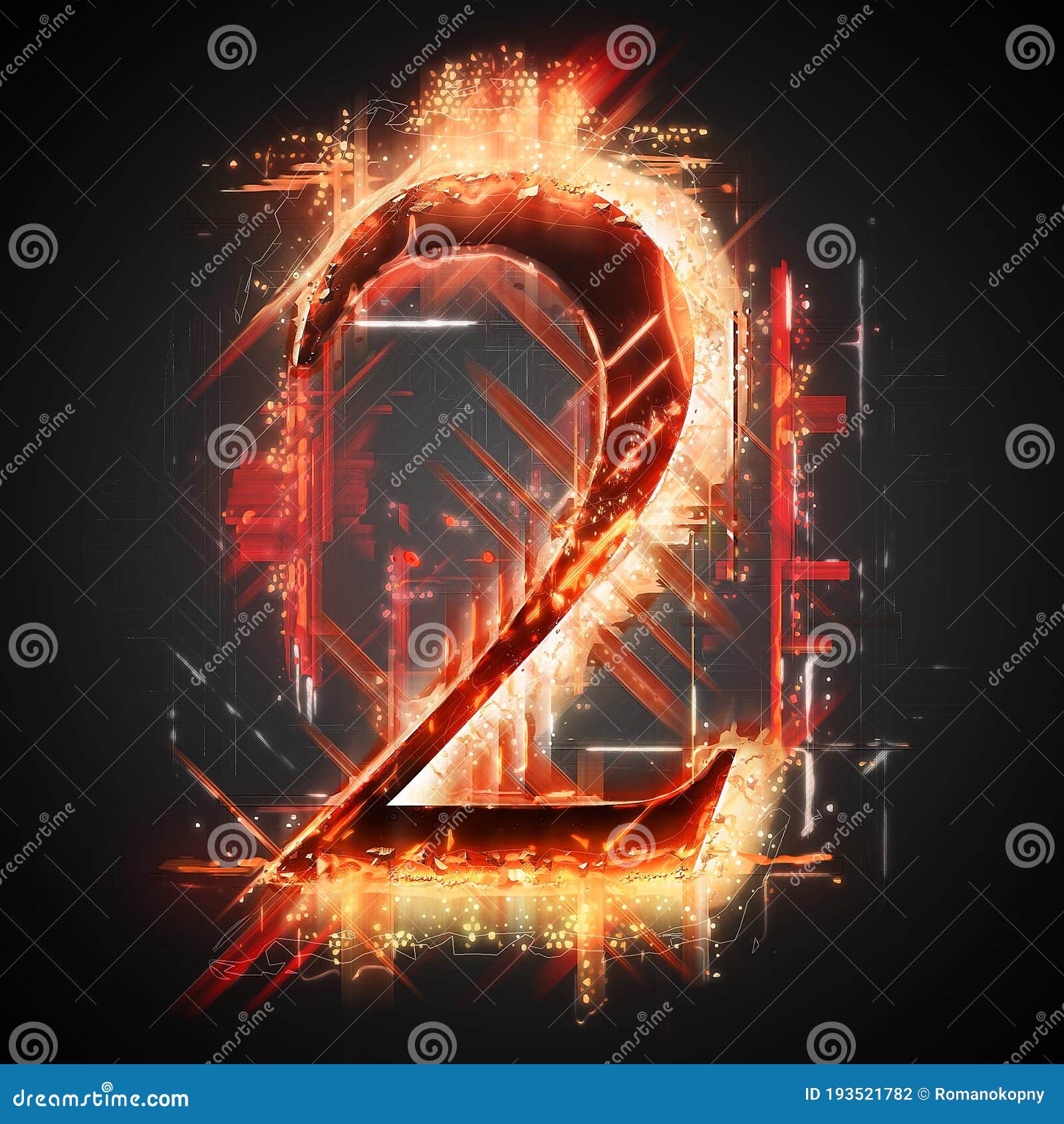 Chiffre 2 rouge illustration stock. Illustration du rouge - 193521782
