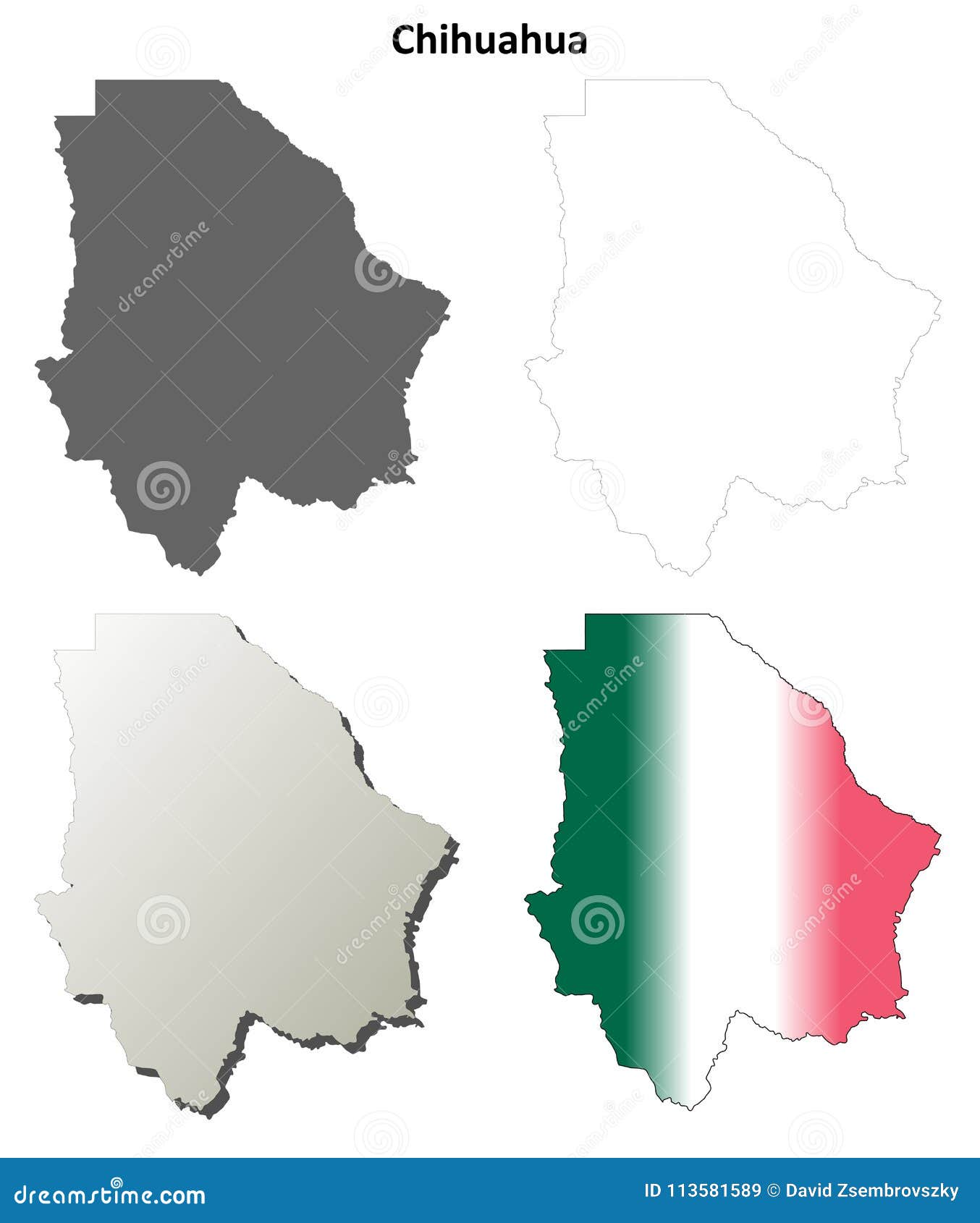 Chihuahua Map Outline Mexico State Region Cartoon Vector ...