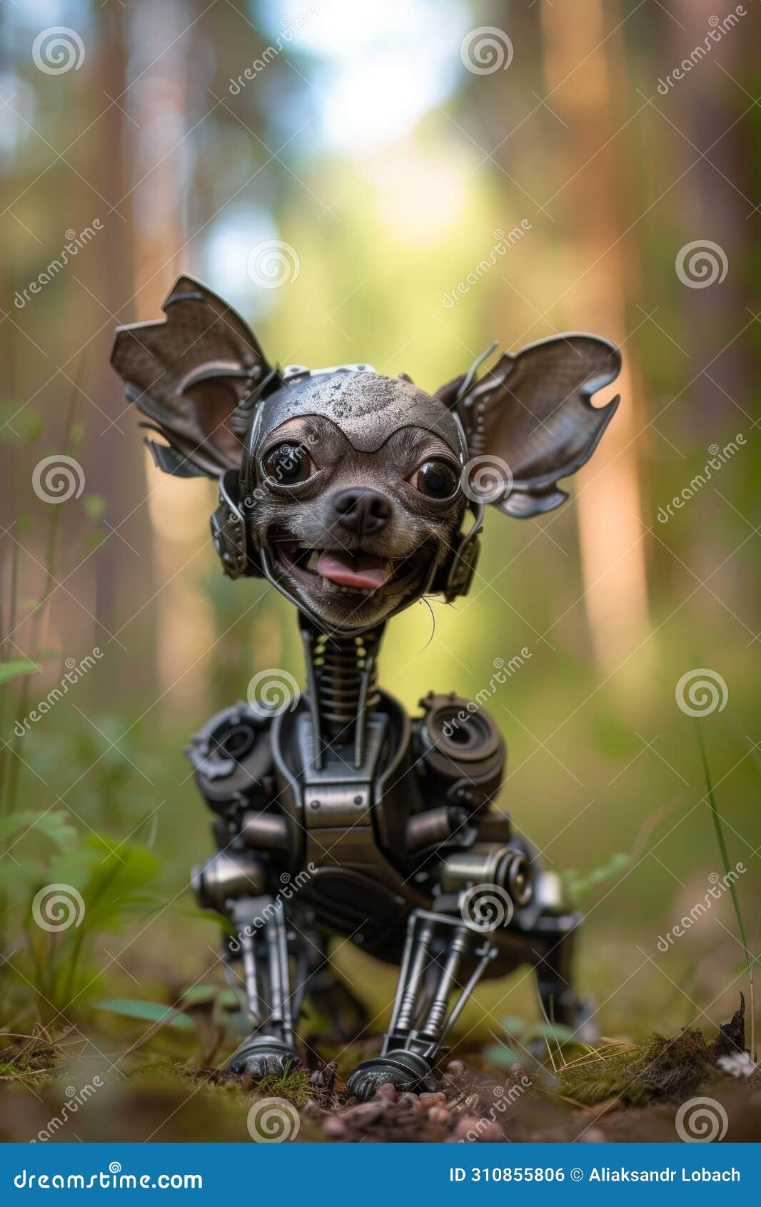 Chihuahua Robot Dog in Nature. the Helper Dog Stock Photo - Image of ...