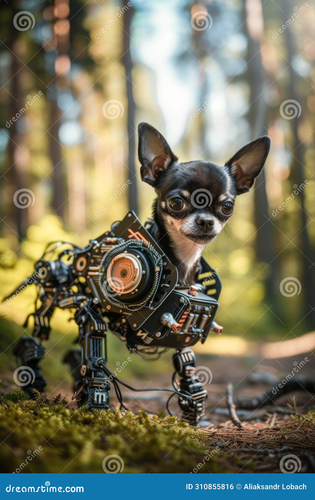 Chihuahua Robot Dog in Nature. the Helper Dog Stock Photo - Image of ...