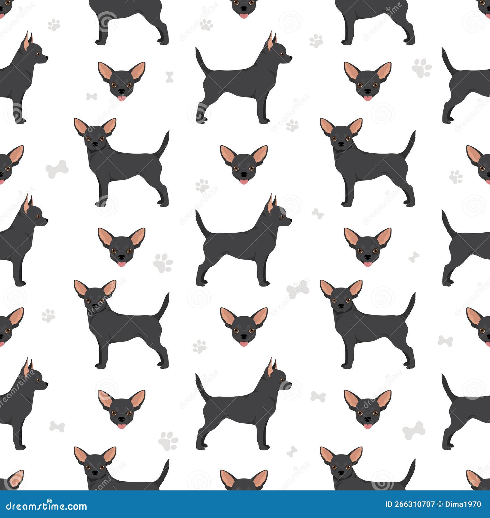 Chihuahua Short Haired Seamless Pattern Stock Vector - Illustration of ...
