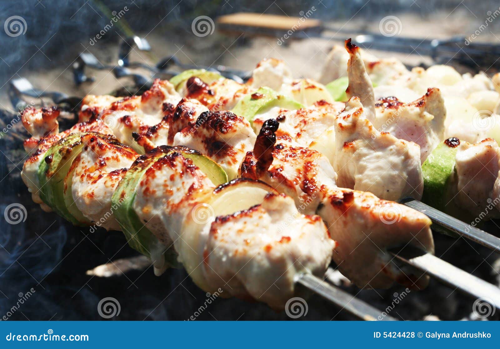 Chiken stock photo. Image of potato, grill, chicken, park - 5424428