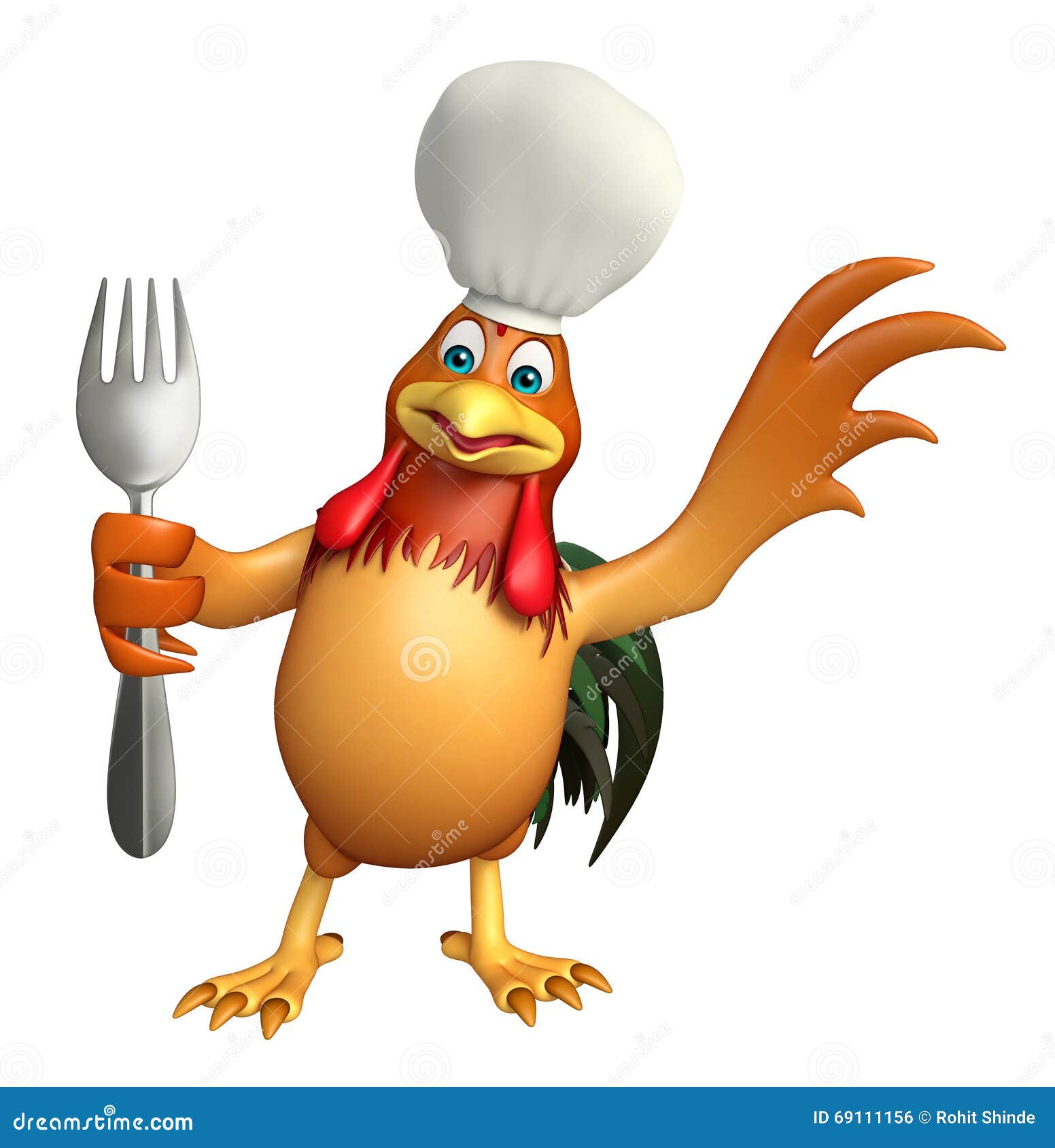 Chiken Cartoon Character with Chef Hat and Spoon Stock Illustration ...
