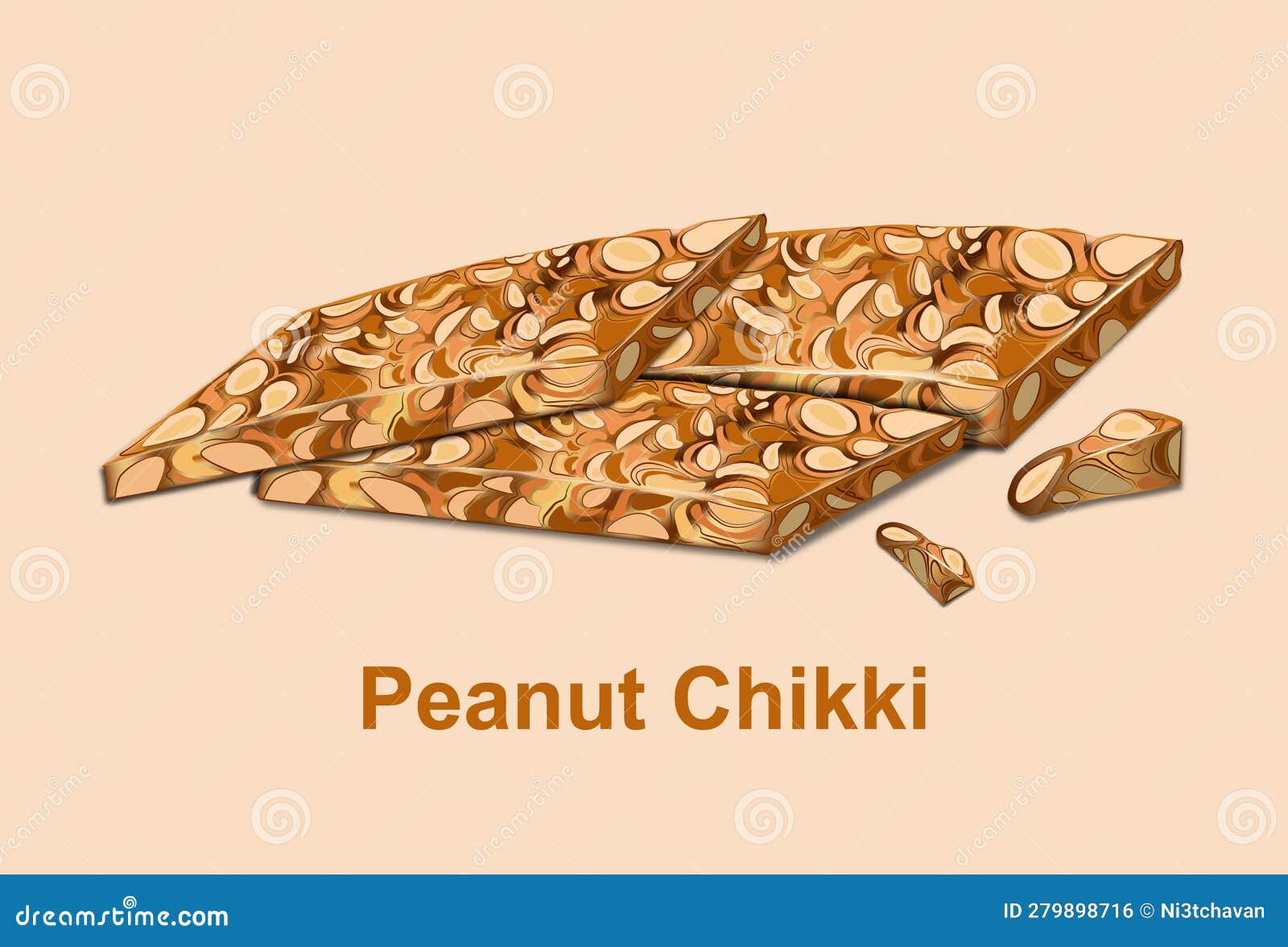 Peanut Chikki Indian Sweets or Mithai Food. Stock Vector - Illustration ...