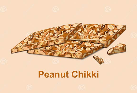 Peanut Chikki Indian Sweets or Mithai Food. Stock Vector - Illustration ...