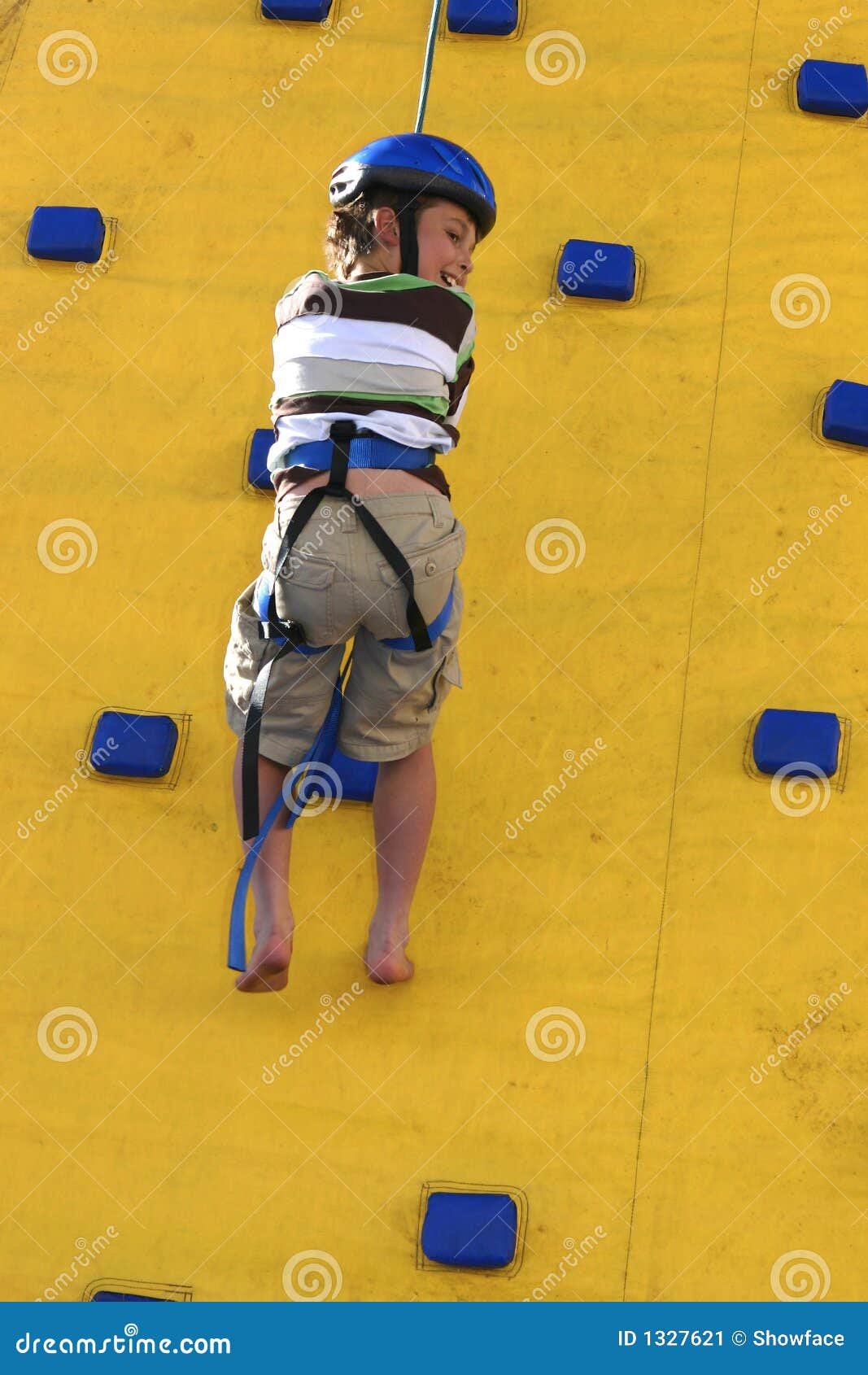 A Child Abseilling Down a Climbing Wall Stock Image - Image of climber ...