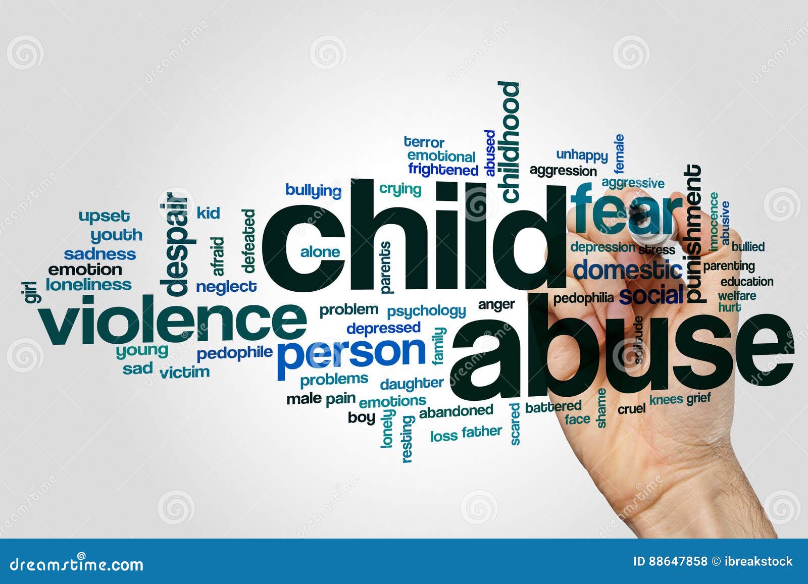 Child Abuse Word Cloud Concept on Grey Background Stock Illustration ...