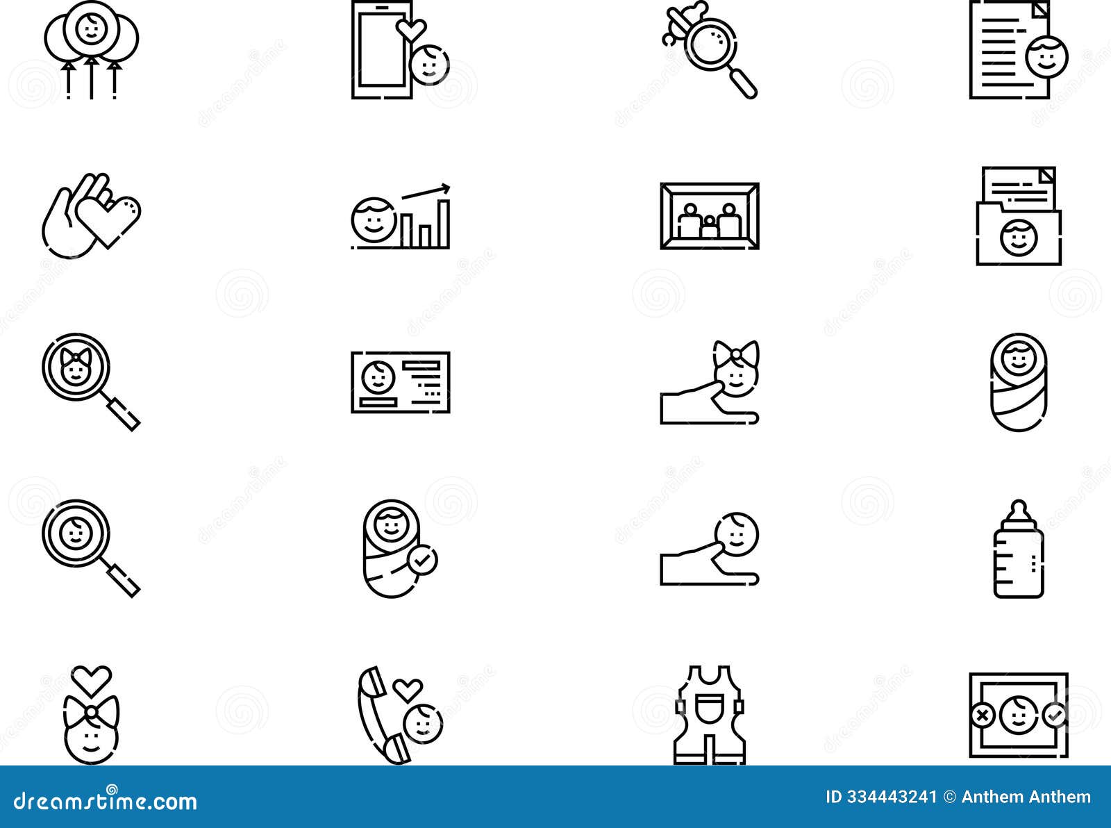Child Adoption Icons Collection is a Vector Illustration with Editable ...