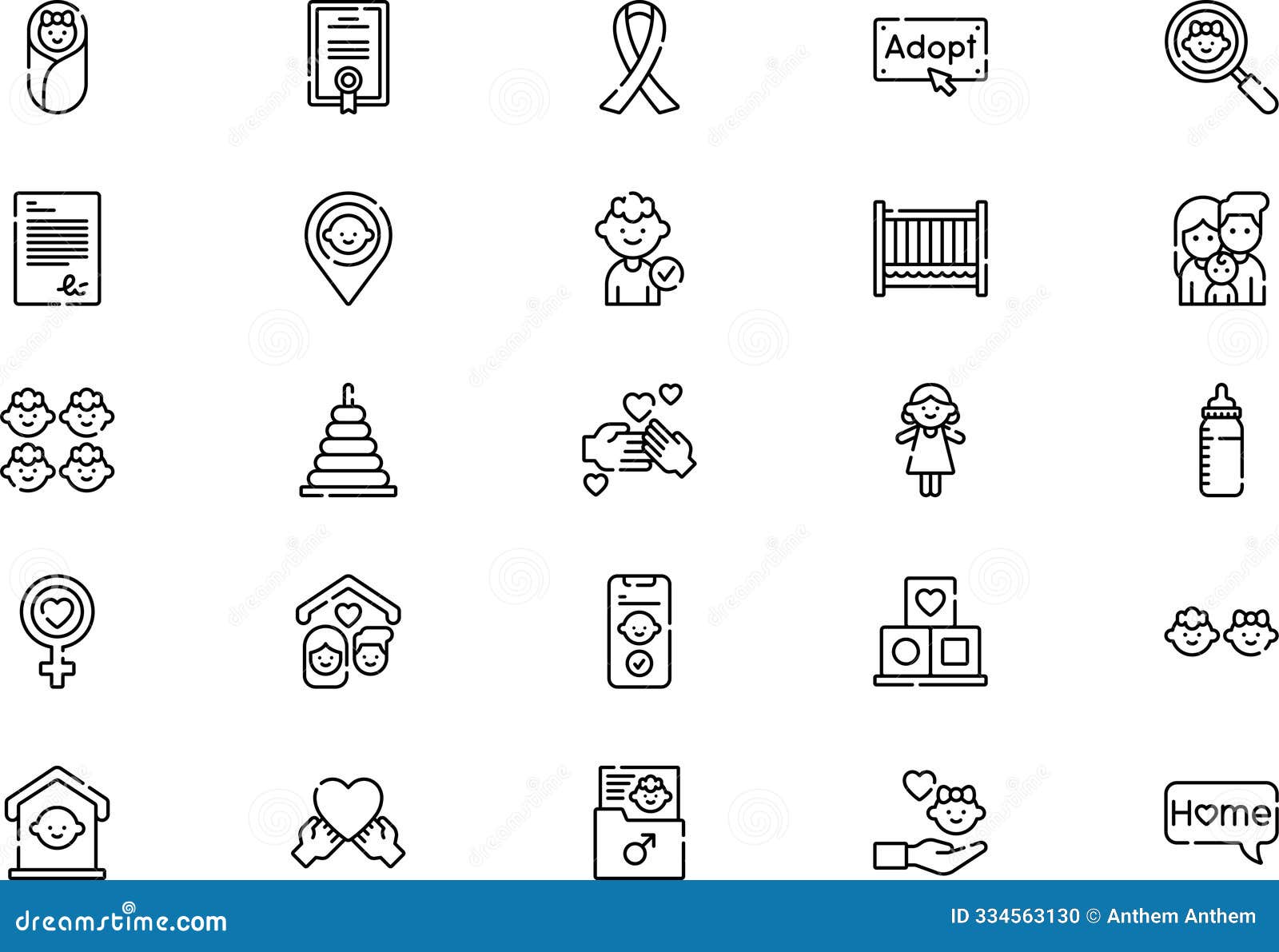 Child Adoption Icons Collection is a Vector Illustration with Editable ...