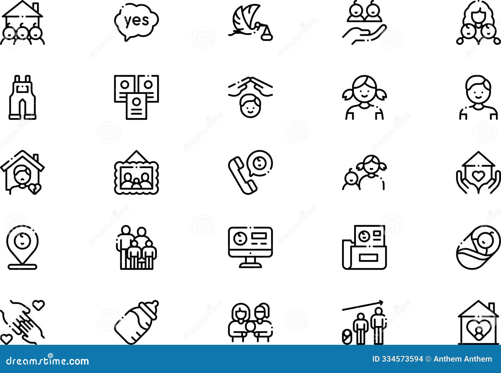Child Adoption Icons Collection is a Vector Illustration with Editable ...