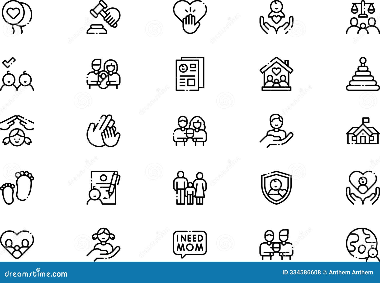 Child Adoption Icons Collection is a Vector Illustration with Editable ...