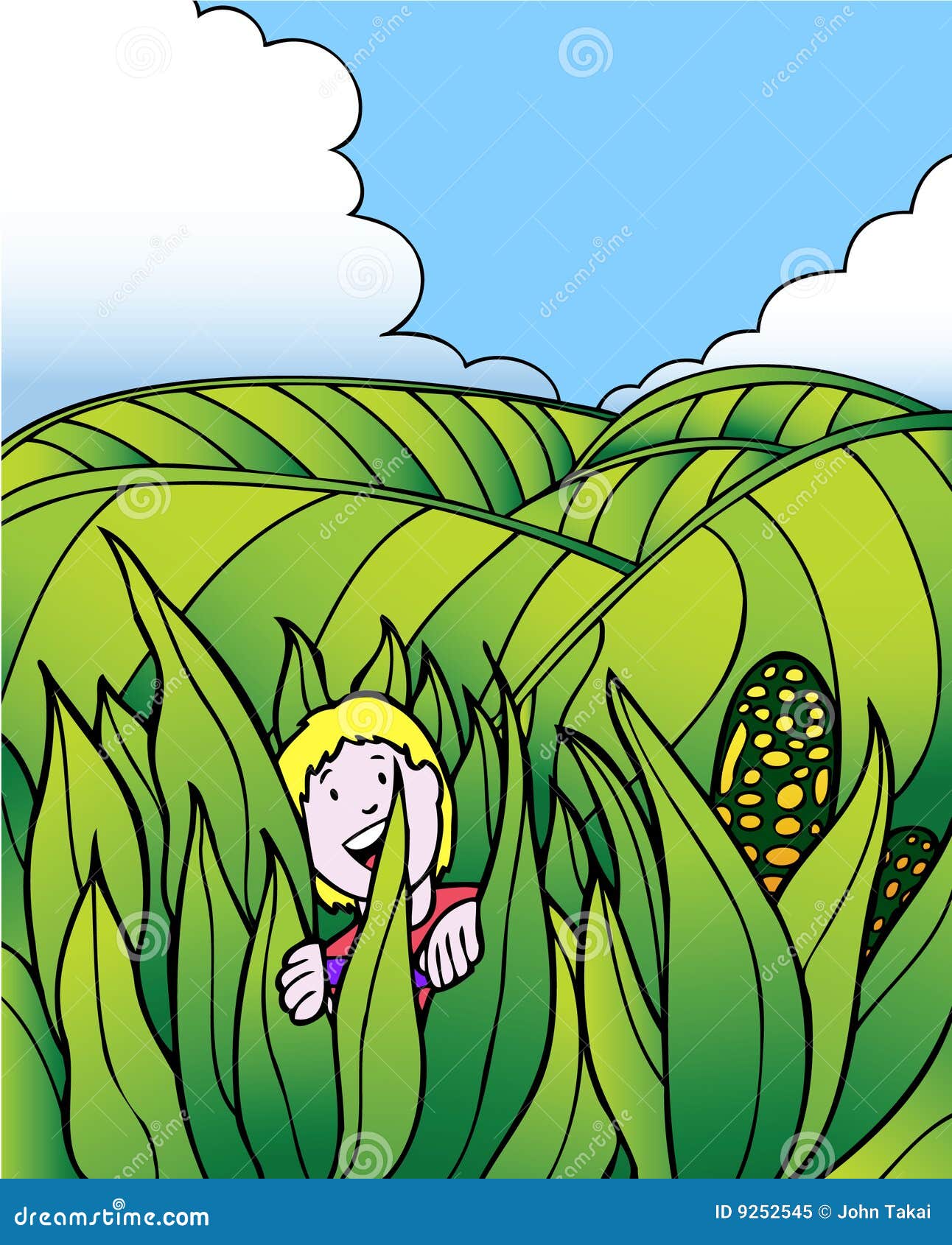 Child Adventure: Corn Field Farm Stock Vector - Illustration of green ...