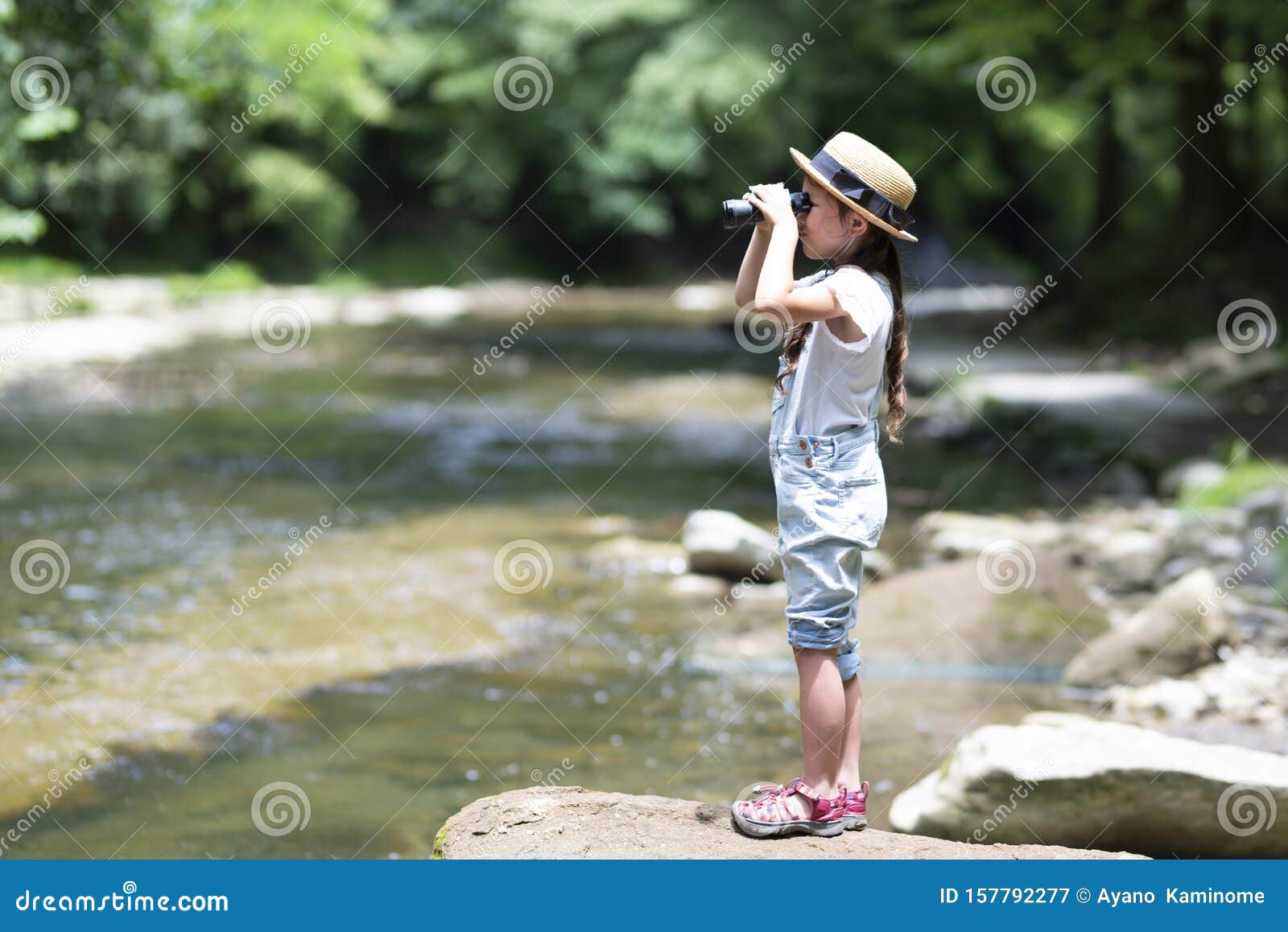 Child Adventures in a Mountain Stream Stock Image - Image of copy ...