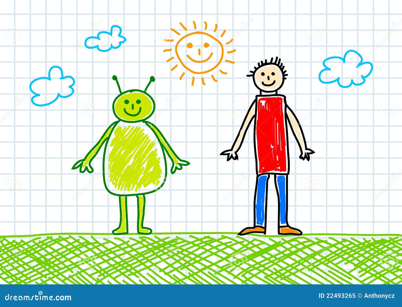 Child with alien stock vector. Illustration of sketch - 22493265