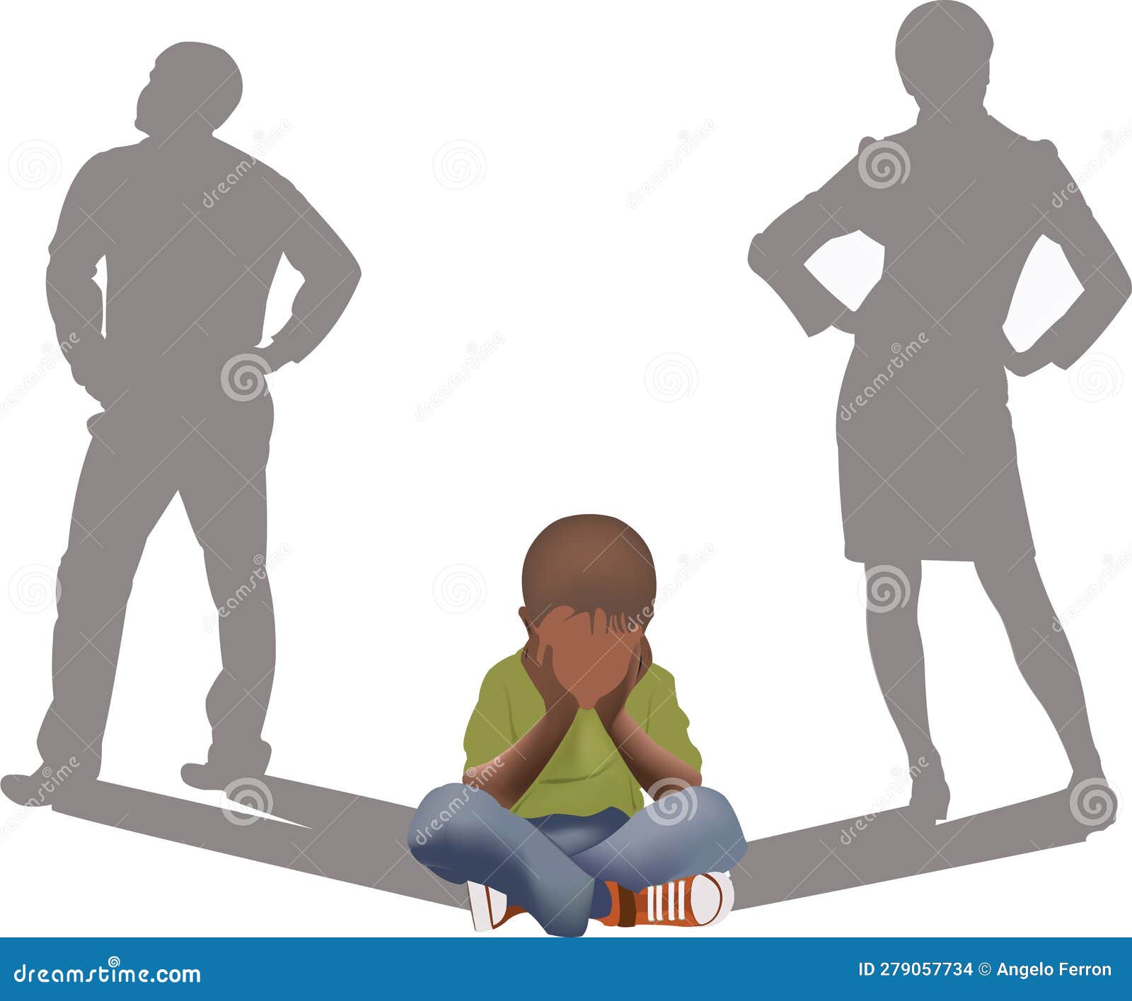 Child Alone Abandoned by Divorced Parents- Stock Vector - Illustration ...