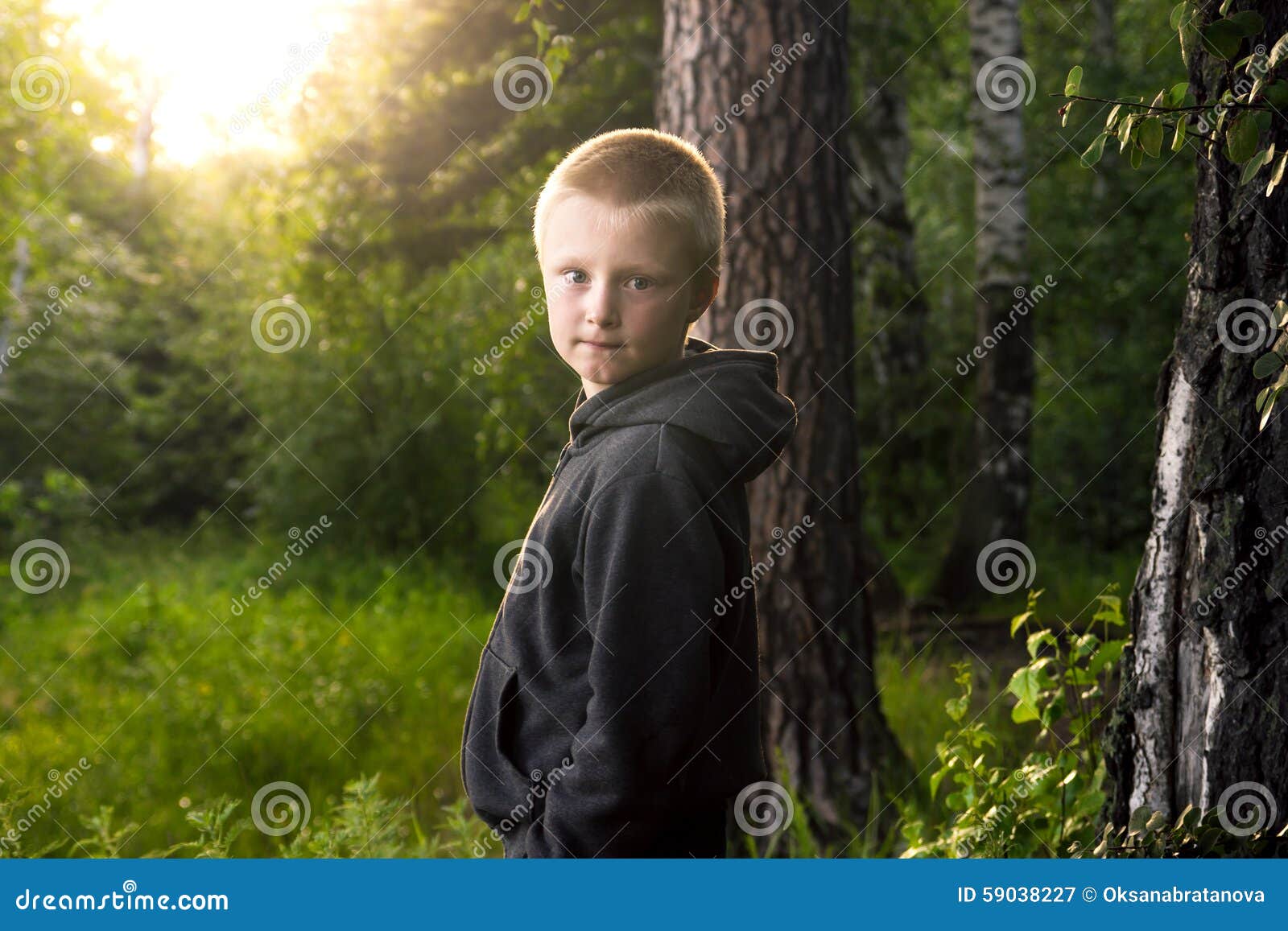 Child alone in forest stock image. Image of caucasian - 59038227
