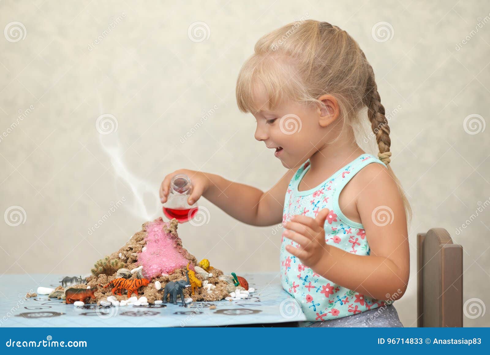 Child Amused by a Home Made Volcanoe Stock Image - Image of eruption ...