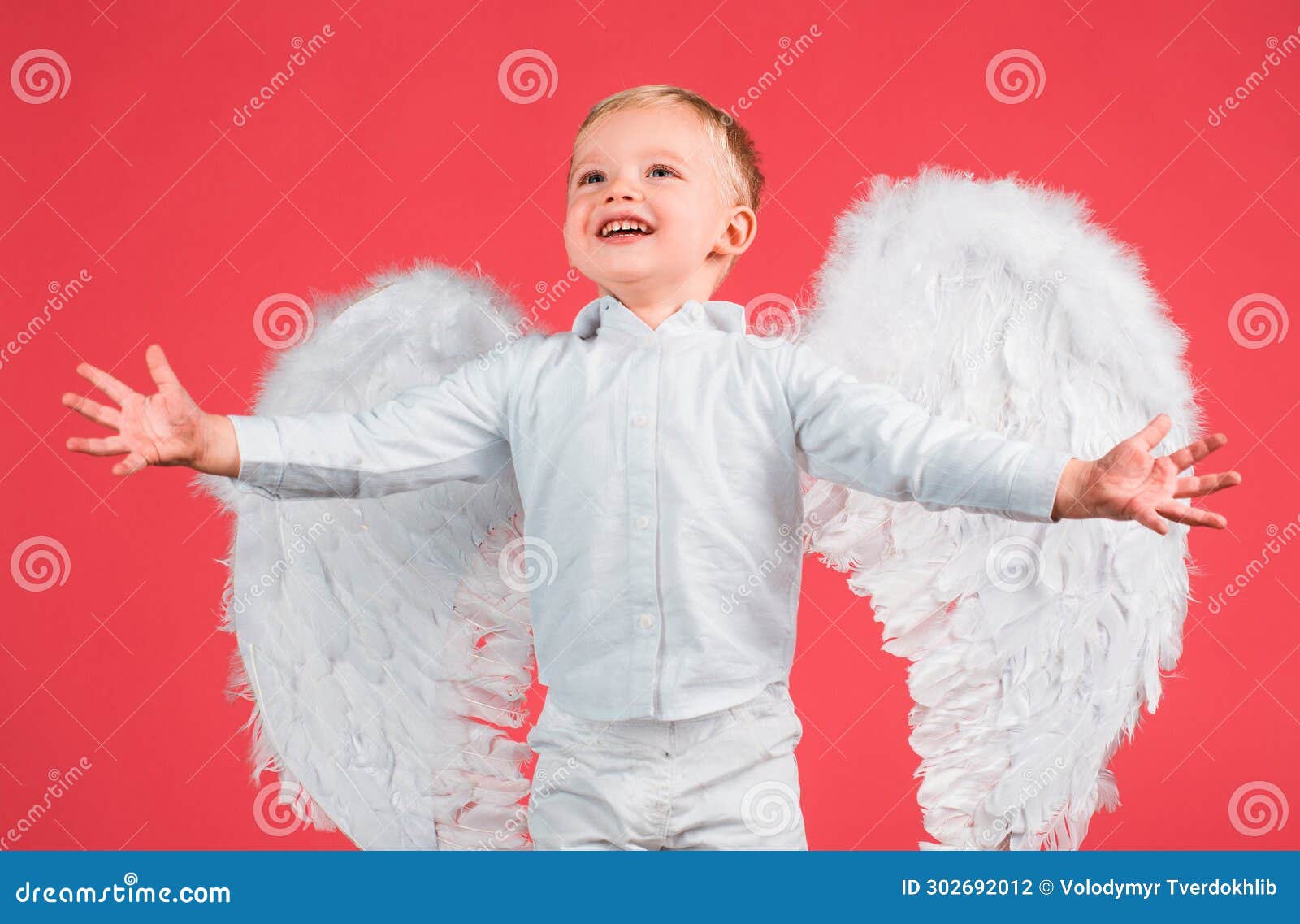Child with Angel Wings Isolated on Red. Stock Photo - Image of cute ...