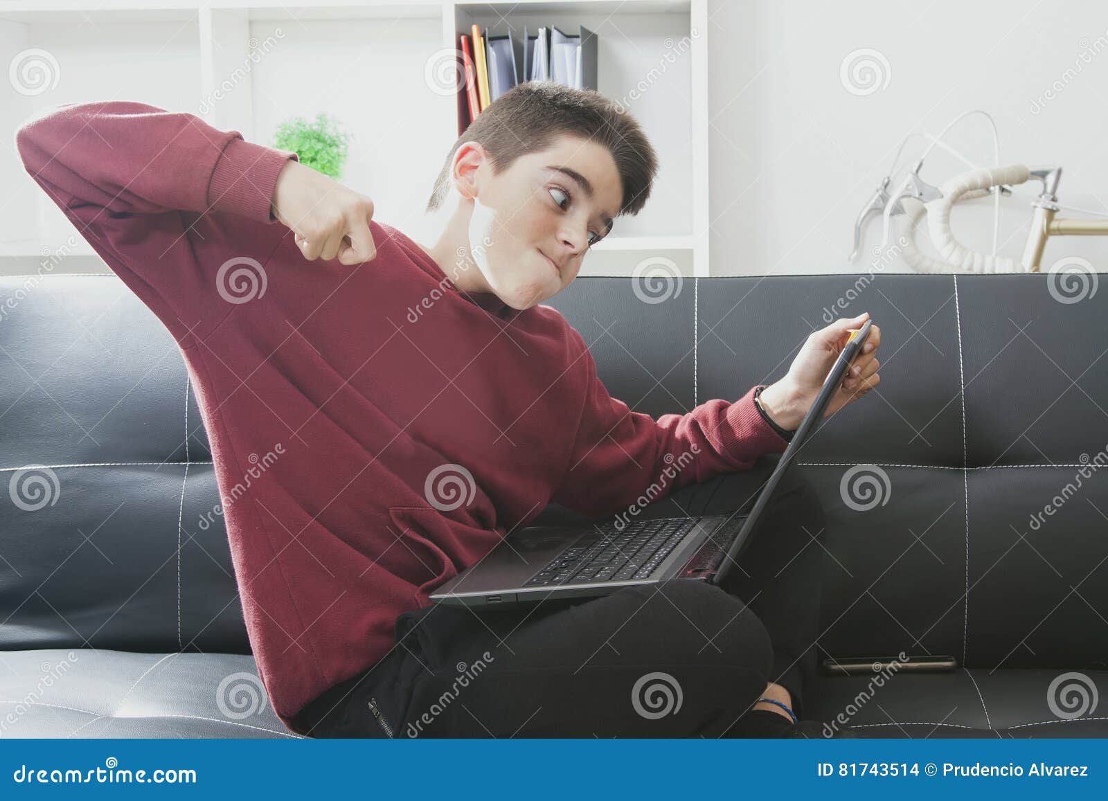 Child Angry with the Computer Stock Photo - Image of computer, wireless ...