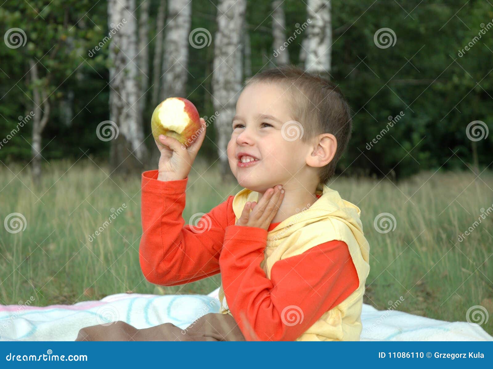 Child with an apple stock photo. Image of tree, fruit - 11086110