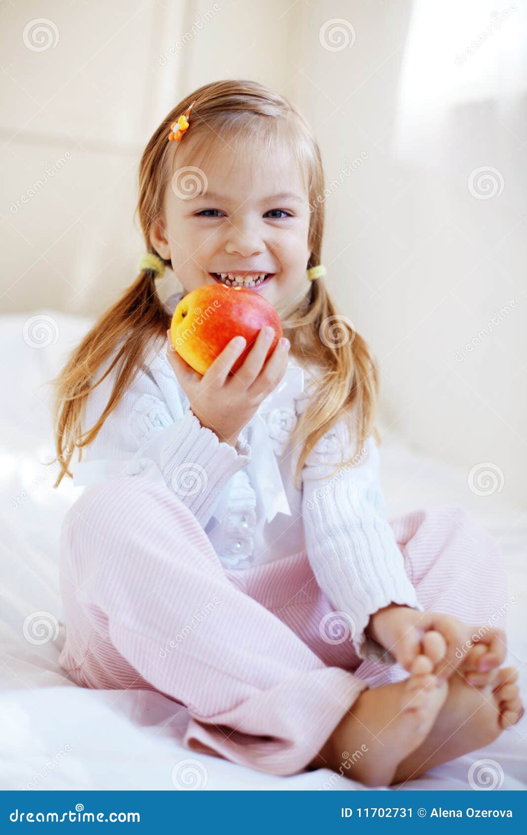 Child with apple stock image. Image of girl, eating, casual - 11702731