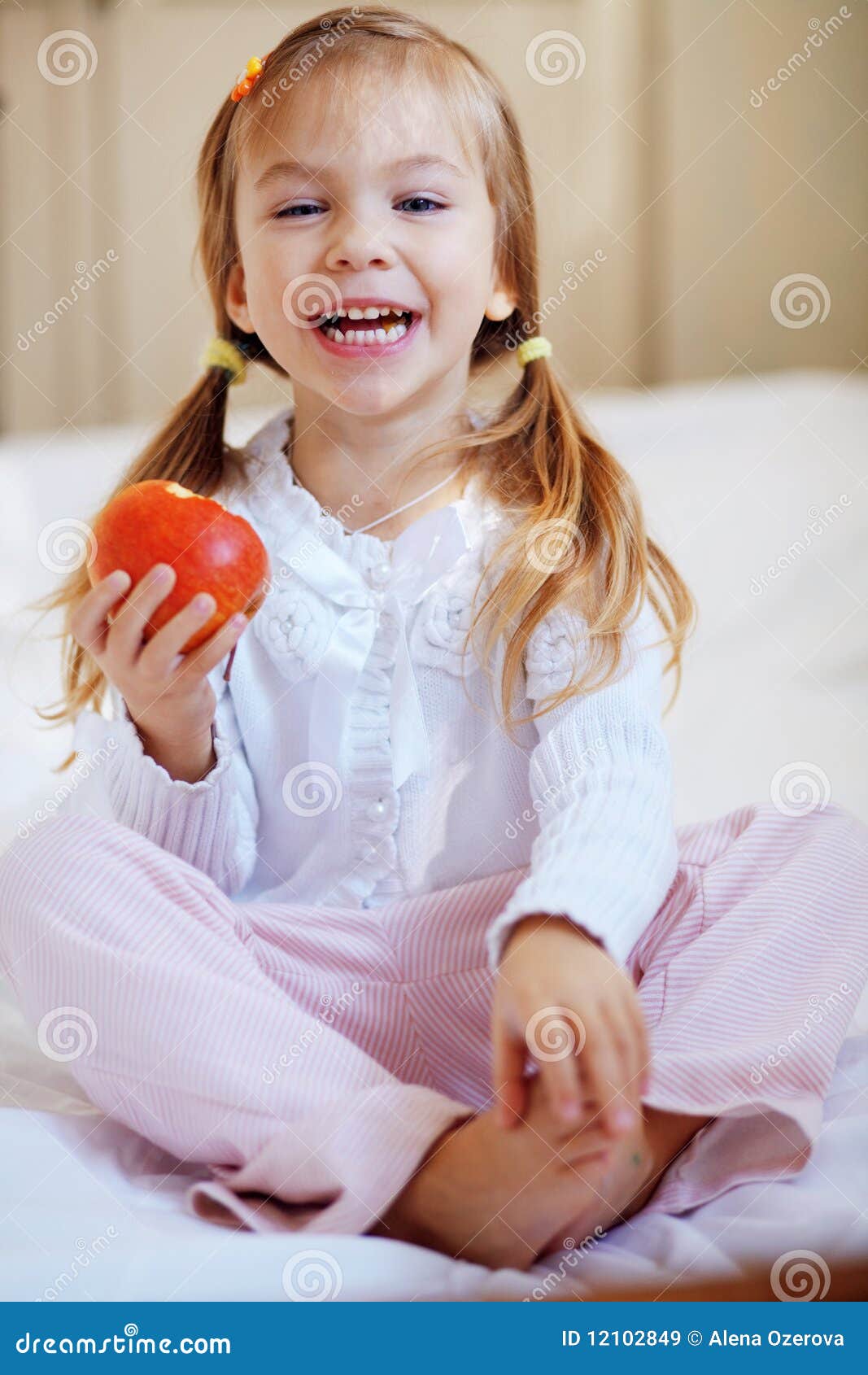 Child with apple stock image. Image of child, casual - 12102849
