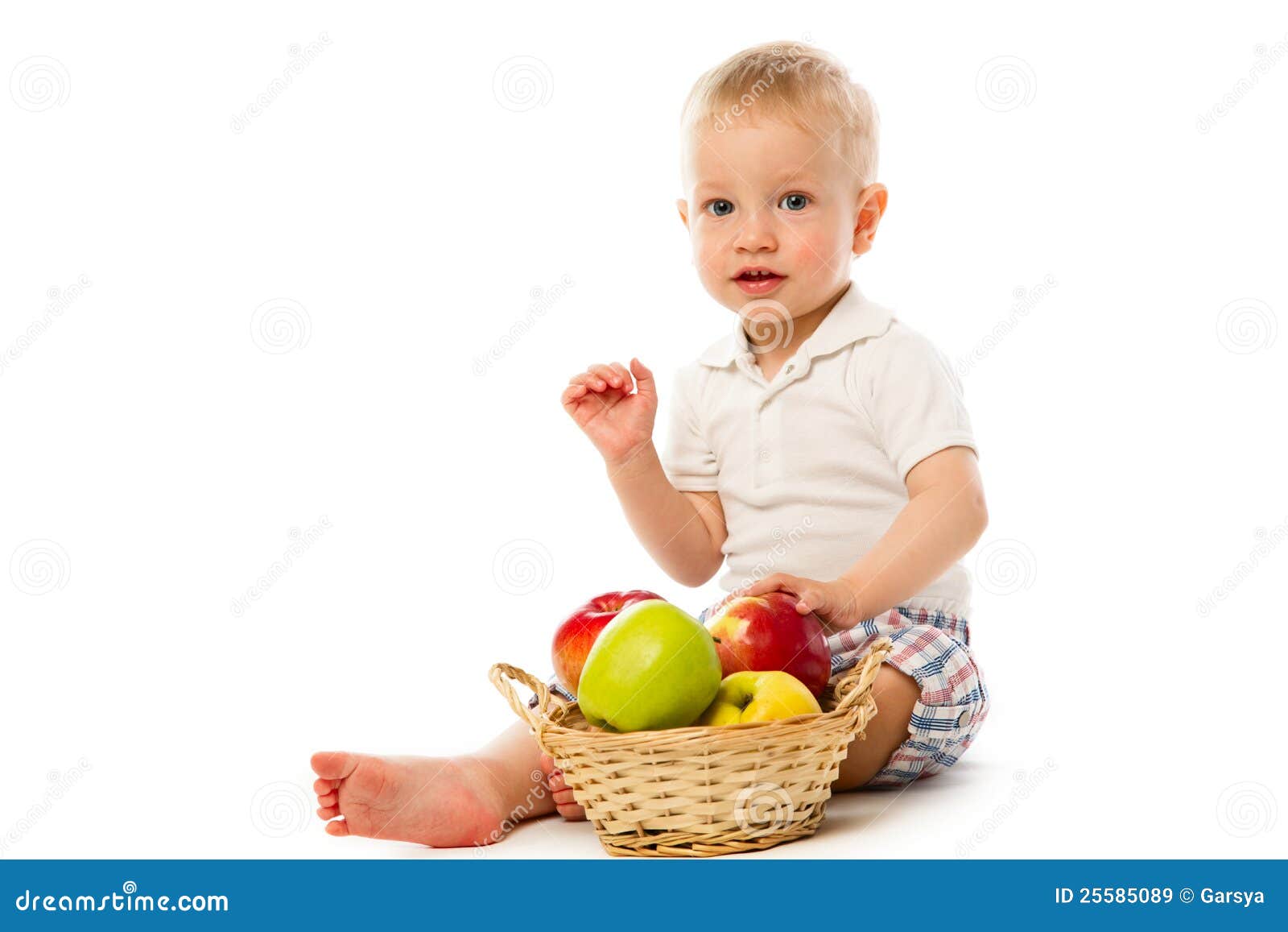 Child with apple stock image. Image of adorable, little - 25585089