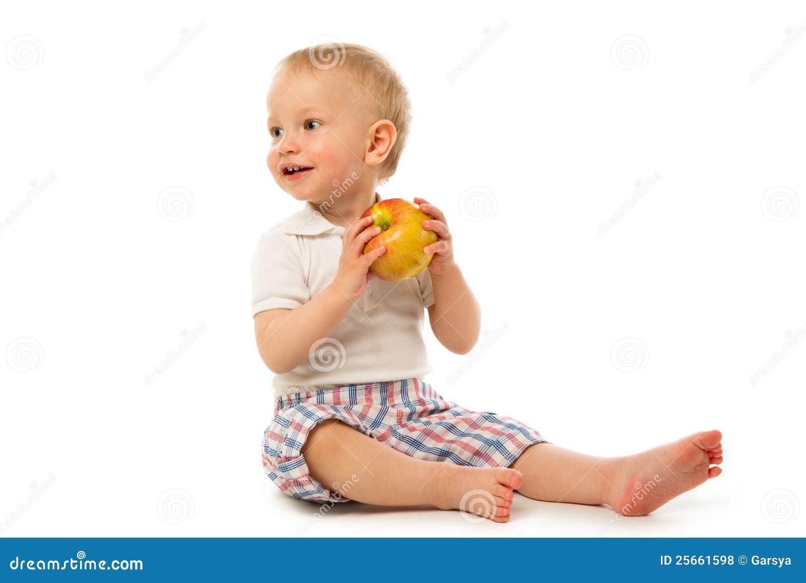 Child with apple stock photo. Image of pretty, yellow - 25661598