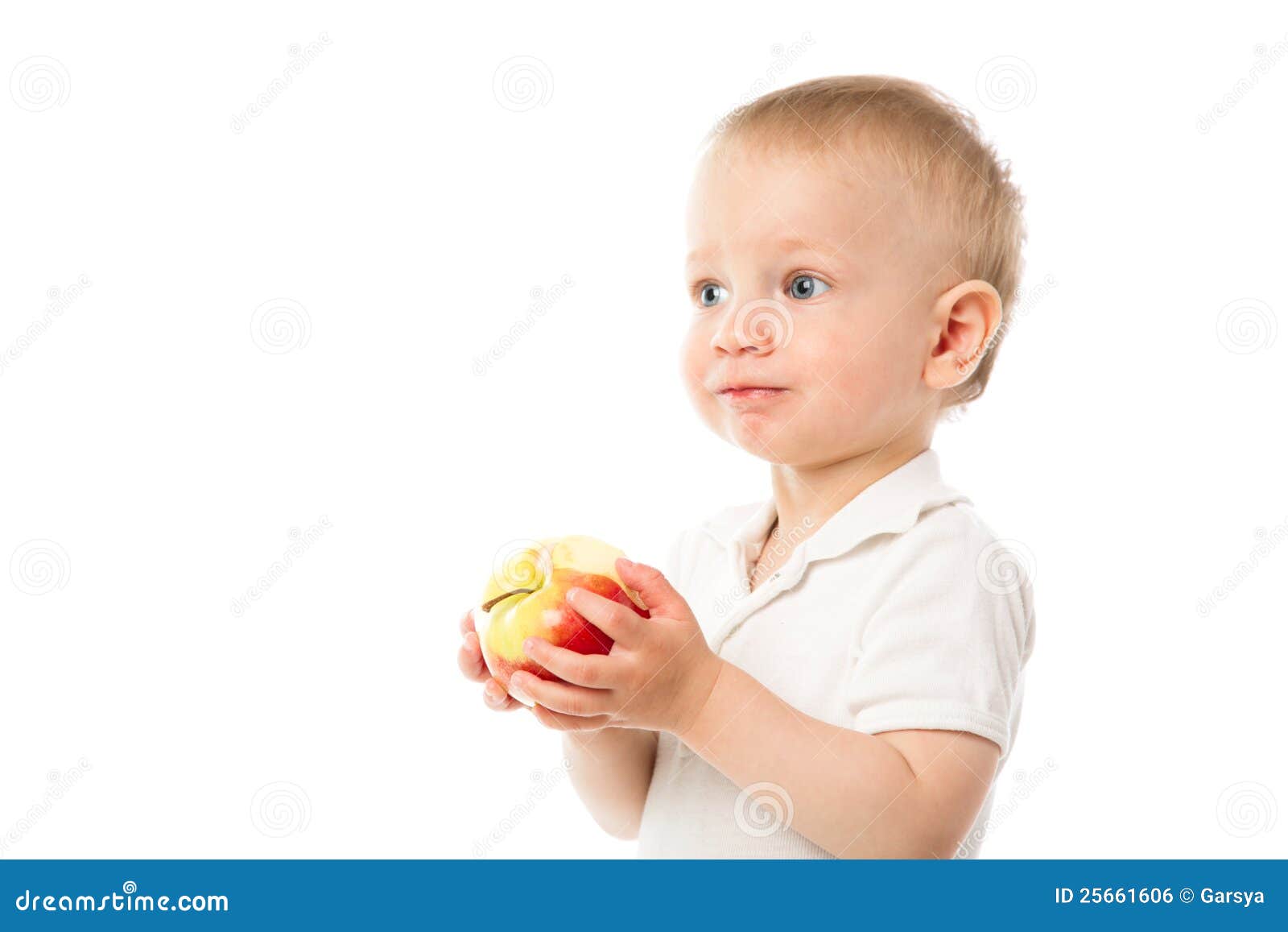 Child with apple stock photo. Image of child, emotion - 25661606