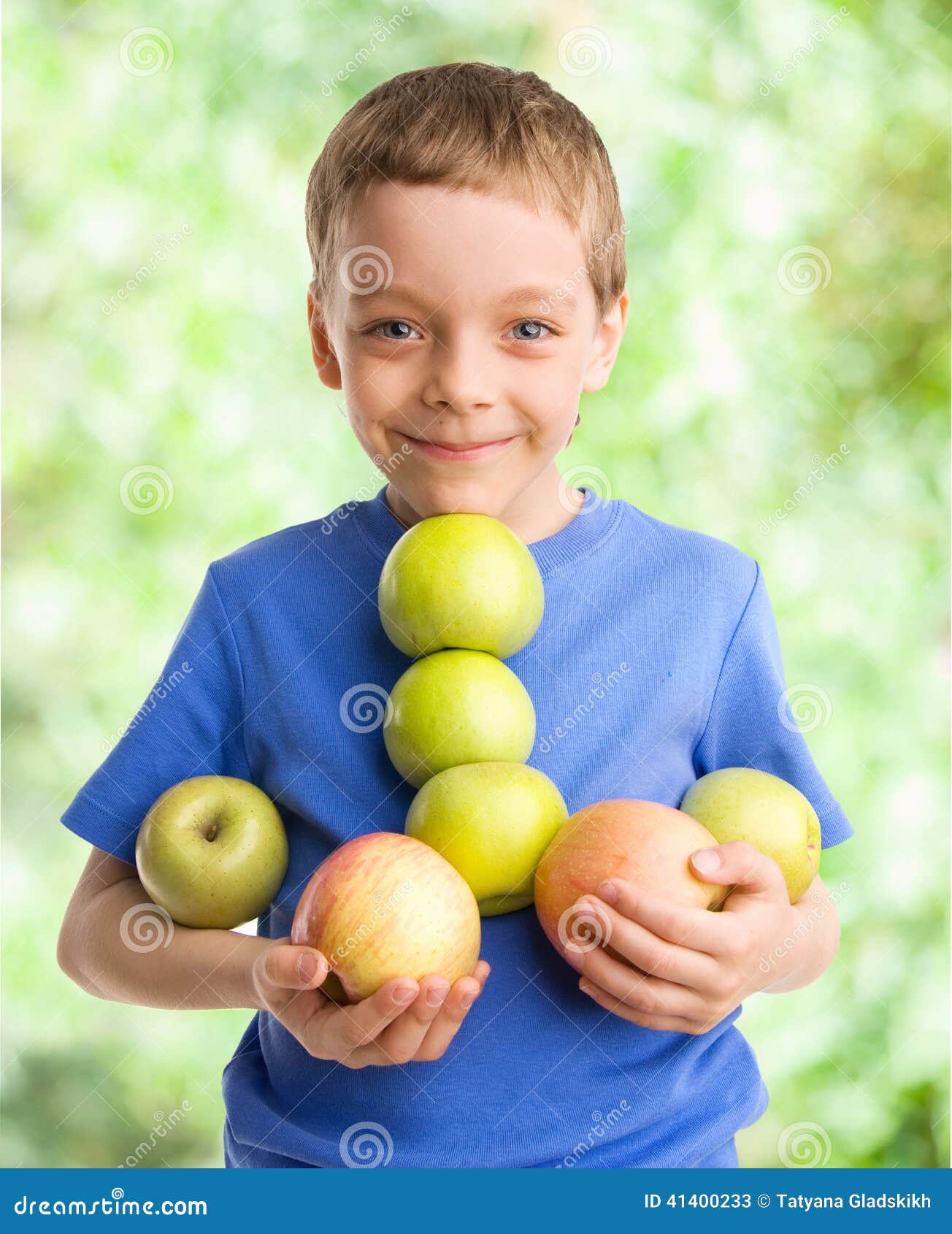 Child with apples stock image. Image of cheerful, expressing - 41400233