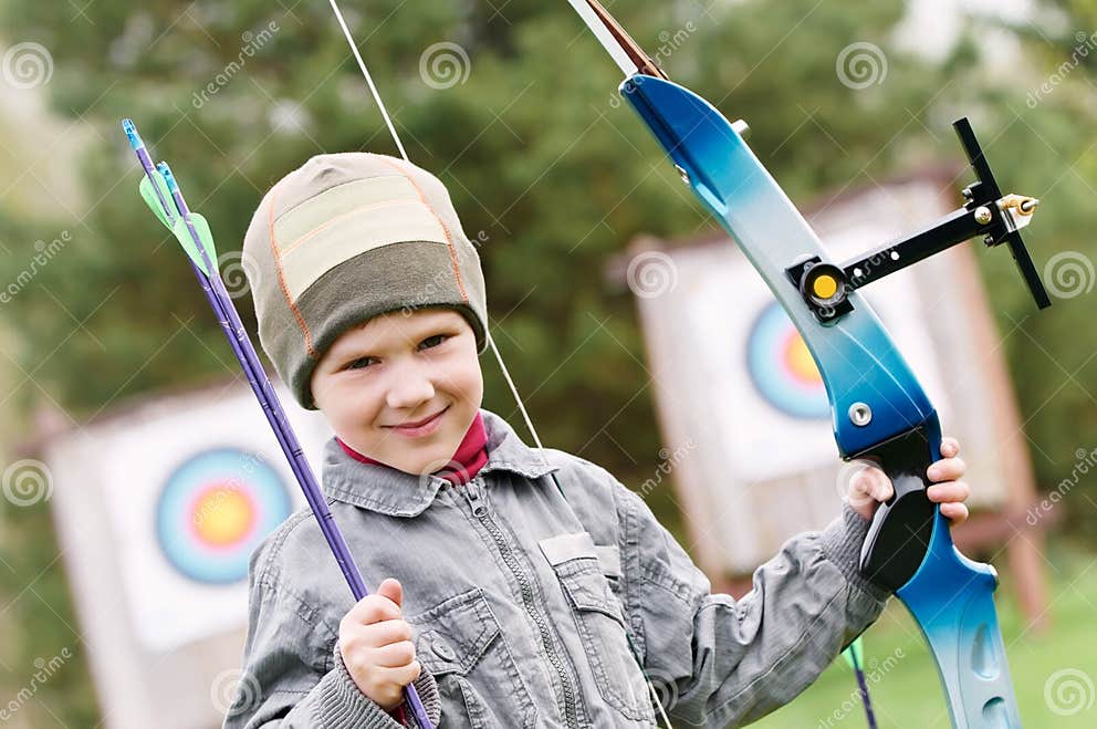 Child Archer with Bow and Arrows Stock Image - Image of lifestyle ...