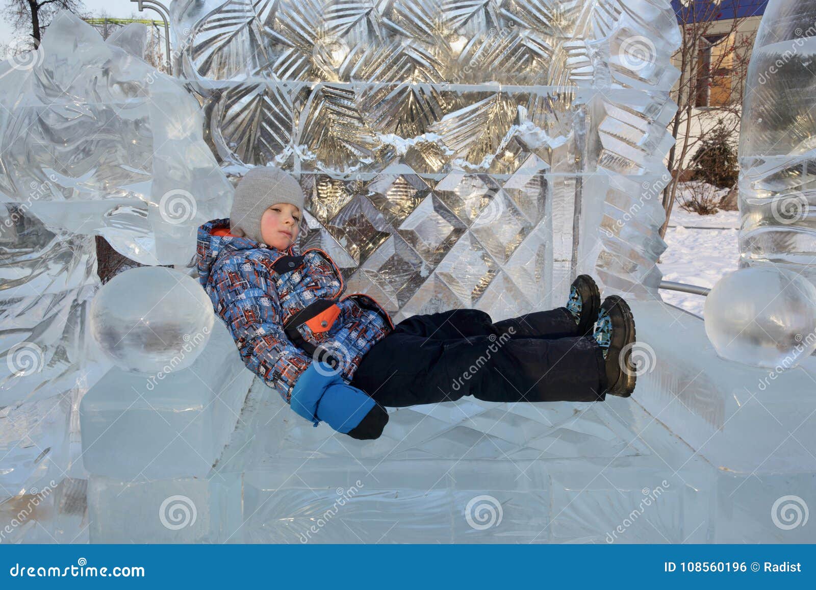 Child on armchair of ice stock photo. Image of cute - 108560196