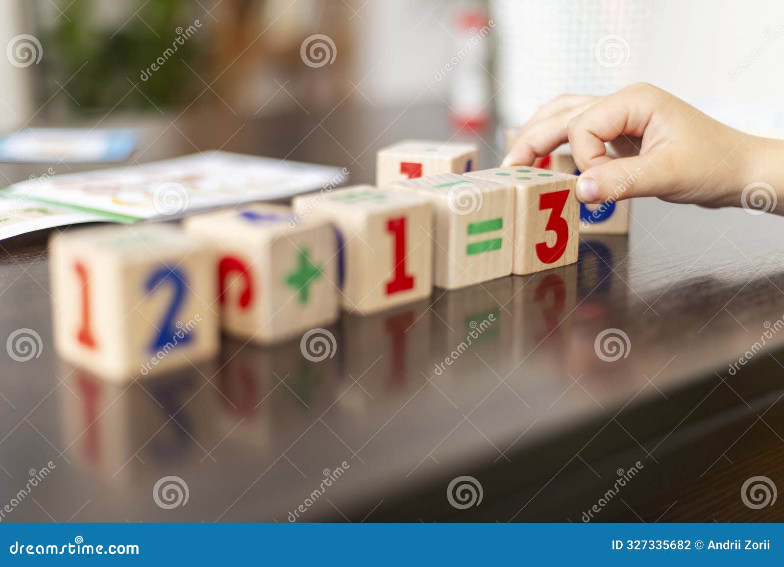 Child Arranging Number Blocks for Math Stock Photo - Image of ...