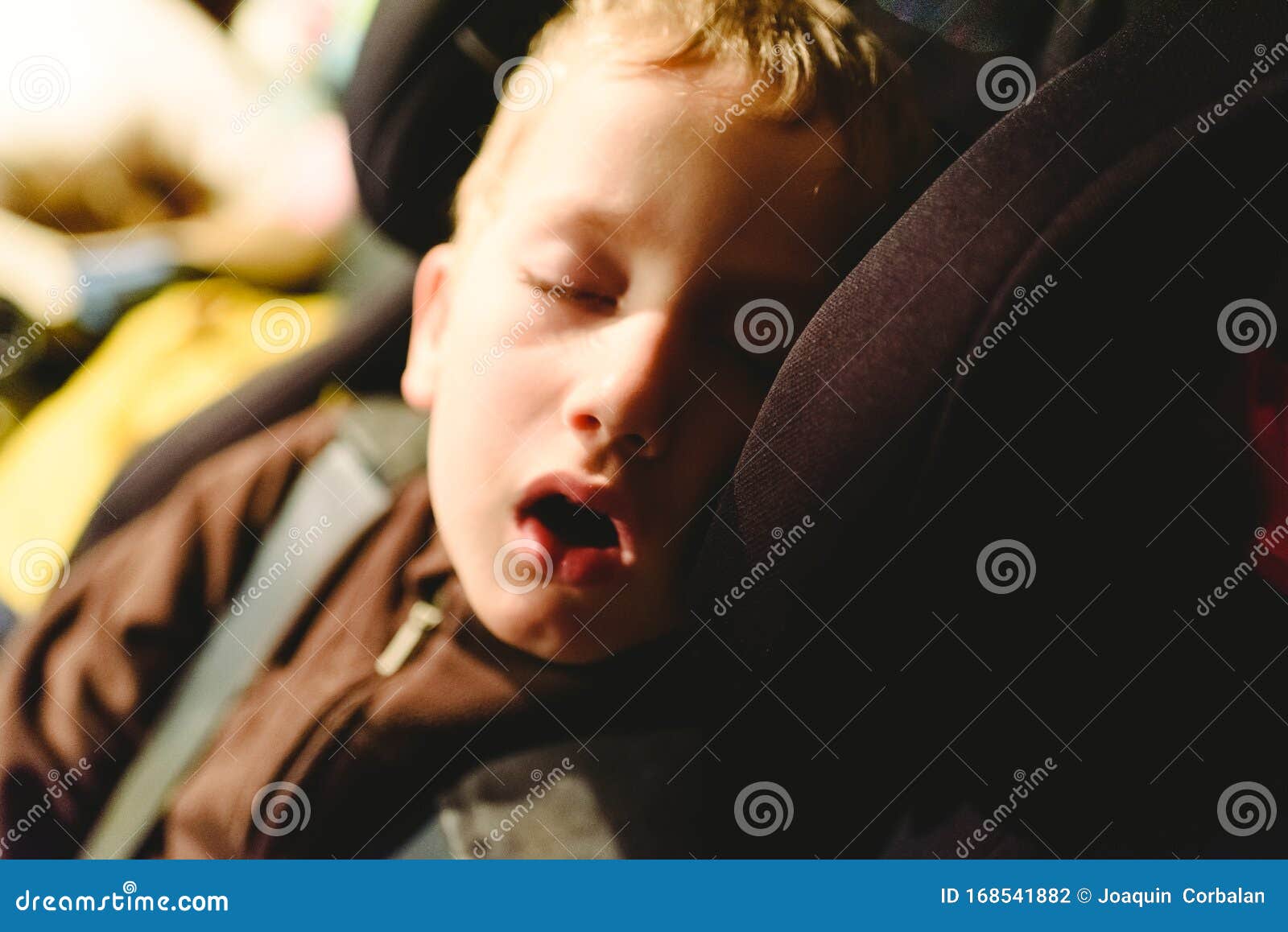 Child Asleep in His Extenuated Car Seat Stock Photo - Image of ...