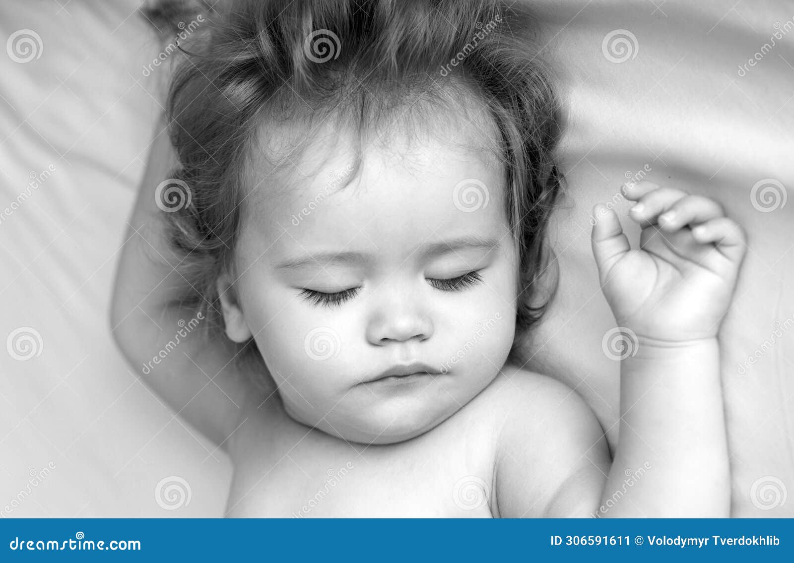 Child Baby Sleeping in the Bed. Kids Sleep. Stock Image - Image of ...