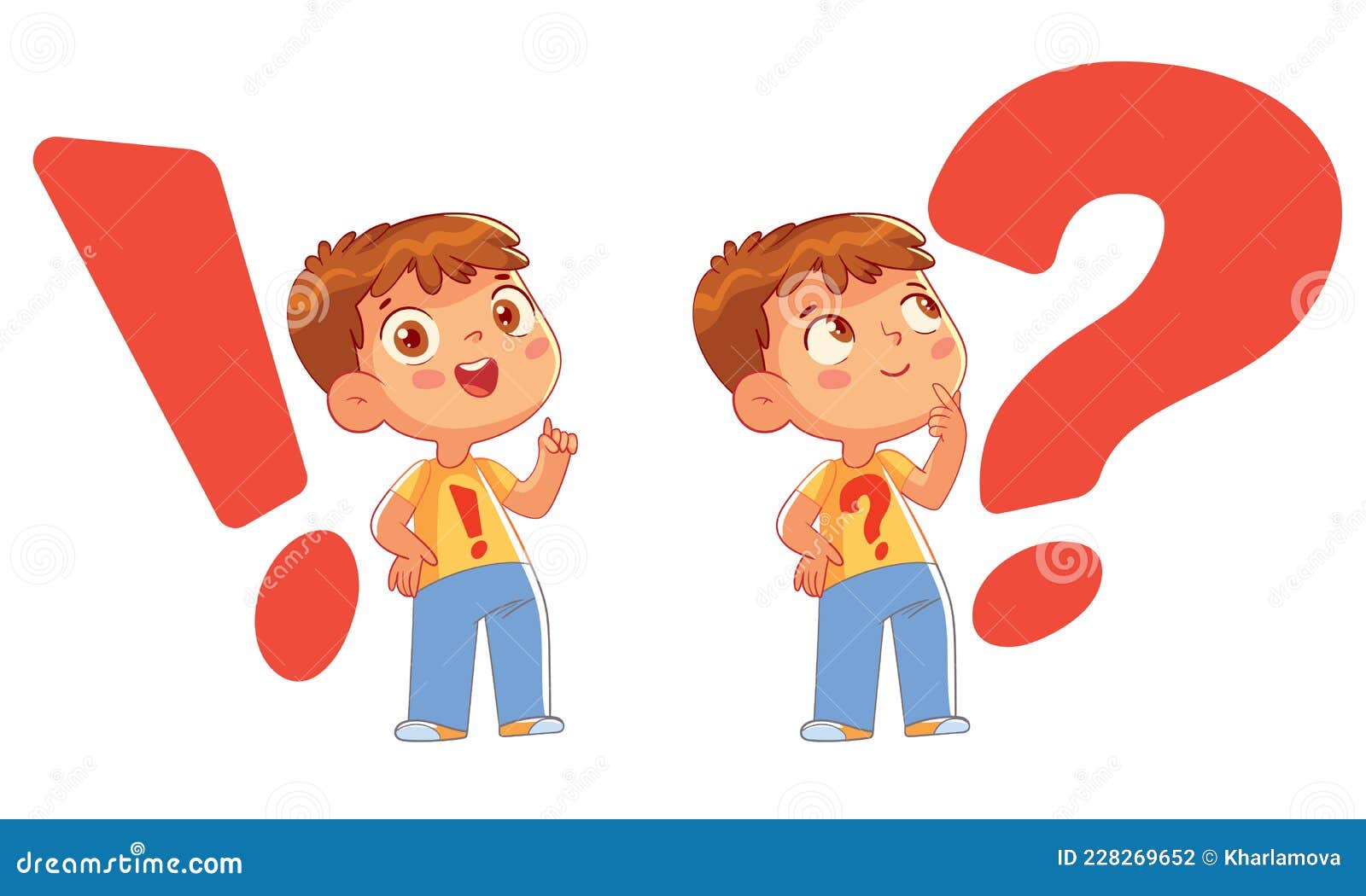Child on the Background of a Question Mark and Exclamation Mark Stock ...