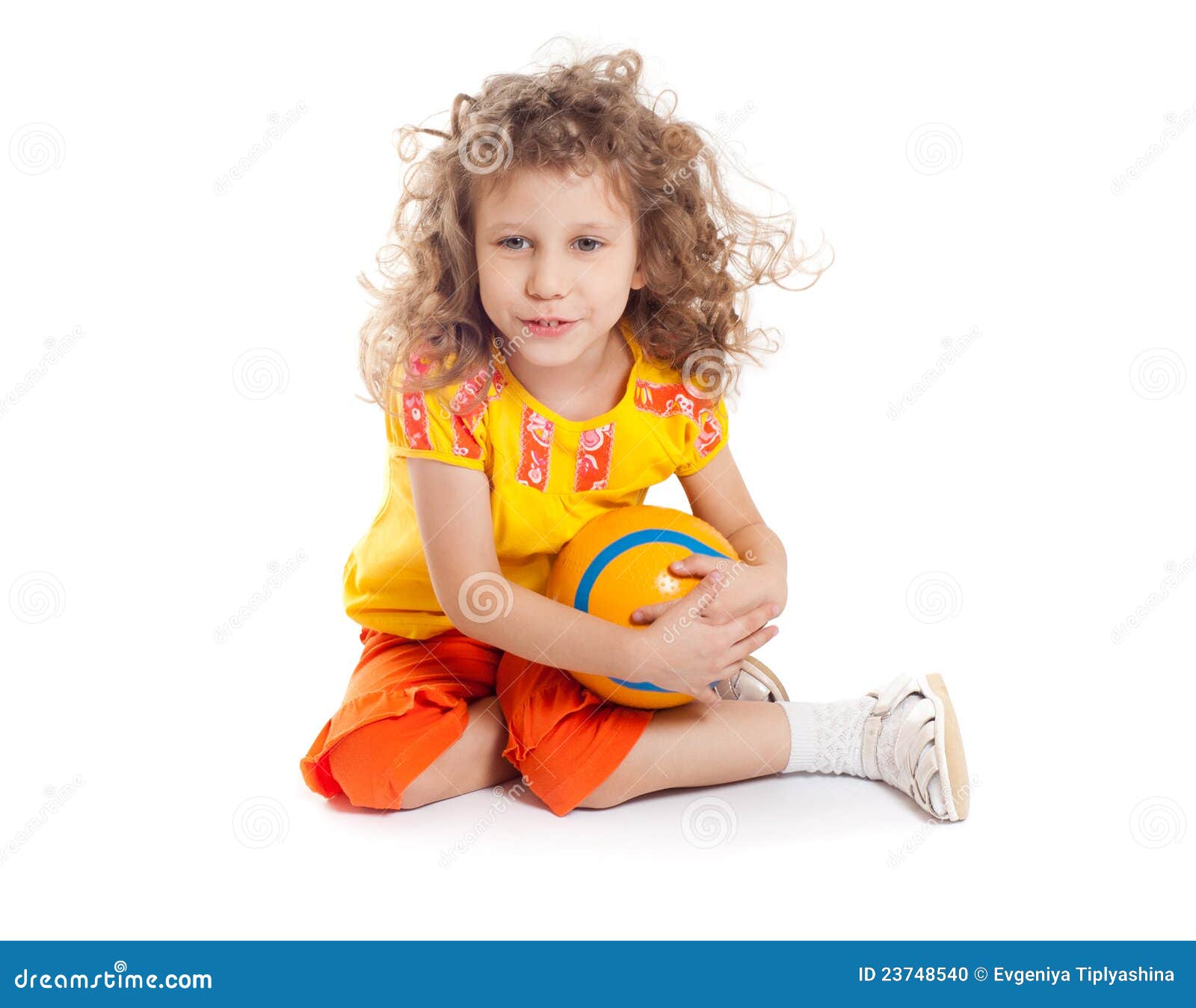 Child with ball stock photo. Image of brunette, adorable - 23748540