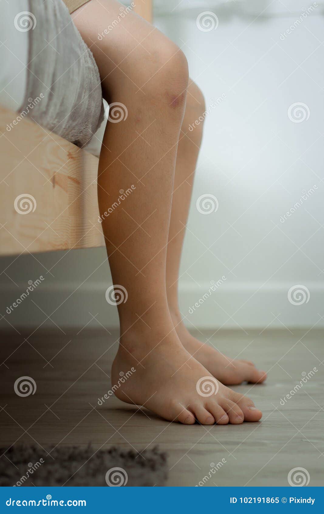 Child Bare Feet Photo from Under the Bed. Stock Image - Image of ...