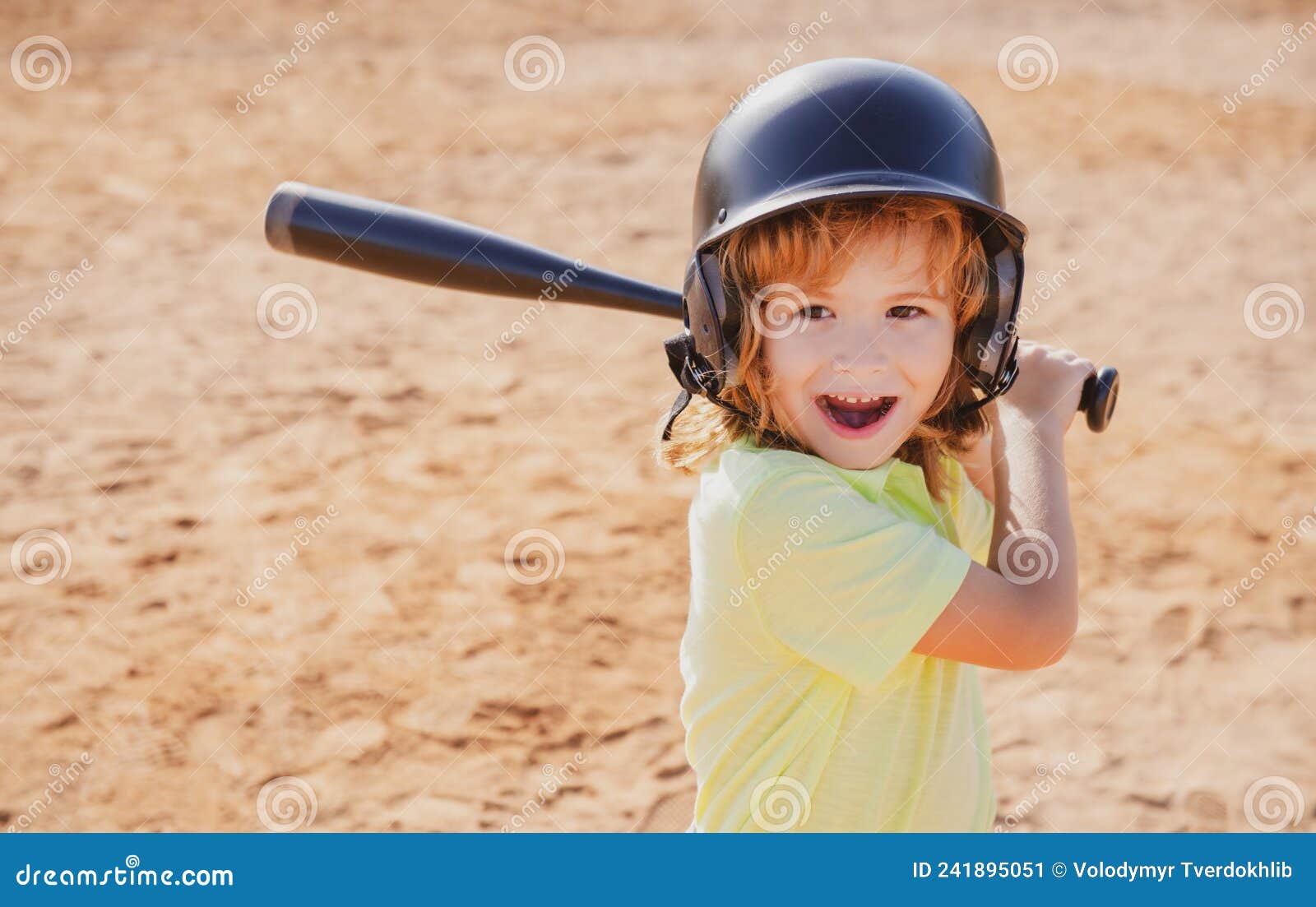 Child Baseball Player Focused Ready To Bat. Kid Holding a Baseball Bat ...