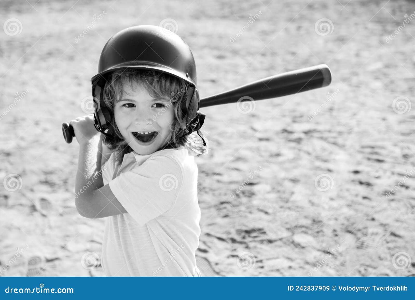 Child Baseball Player Focused Ready To Bat. Kid Holding a Baseball Bat ...