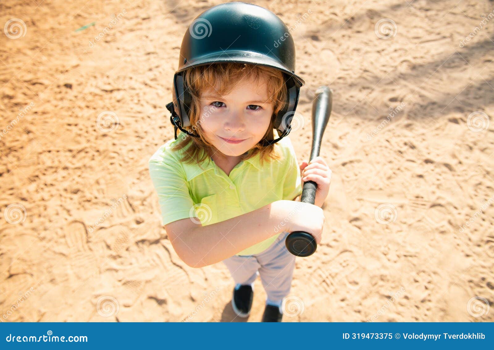Child Baseball Player Focused Ready To Bat. Kid Holding a Baseball Bat ...