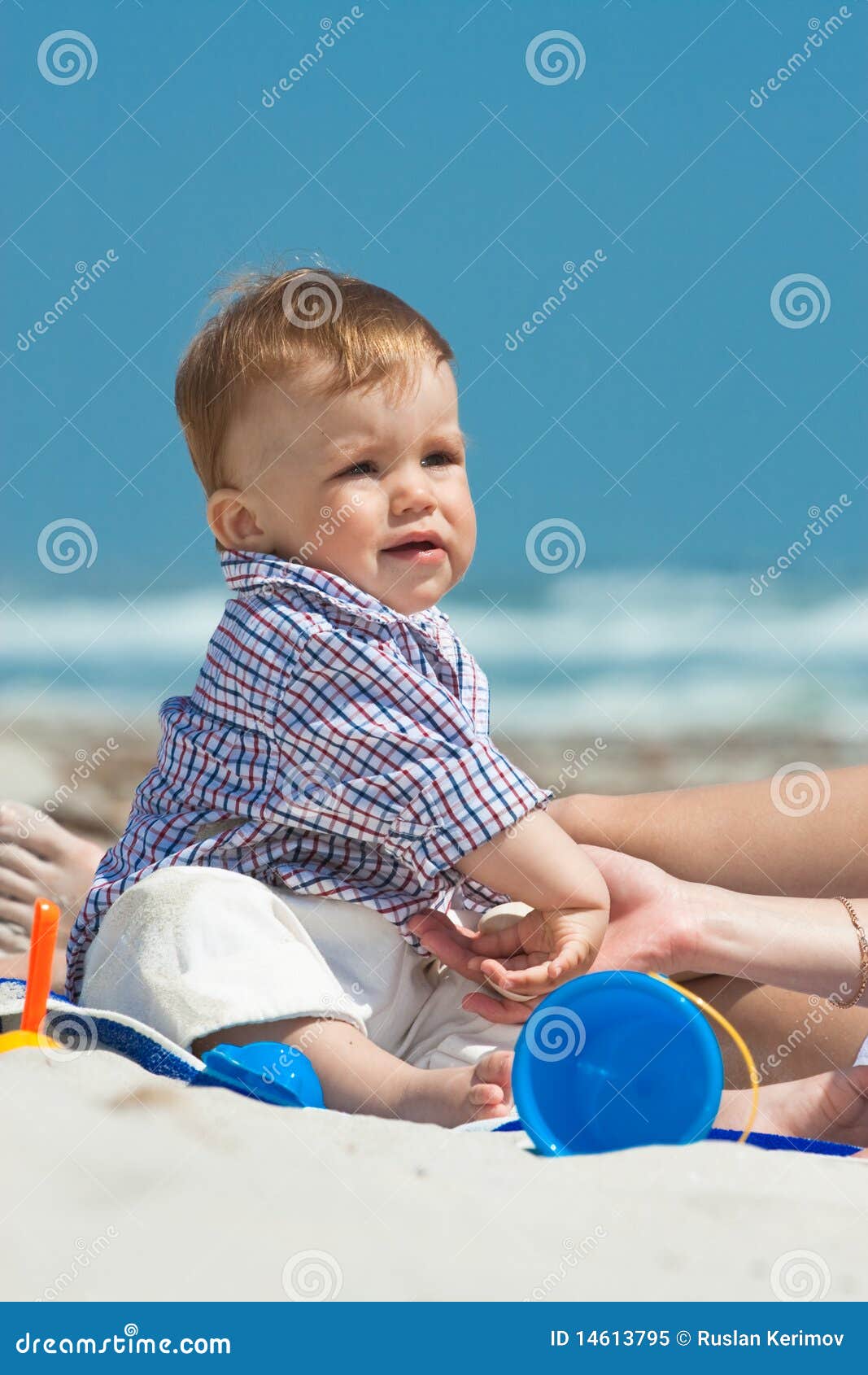 Child on a beach stock image. Image of arms, beauty, hands - 14613795