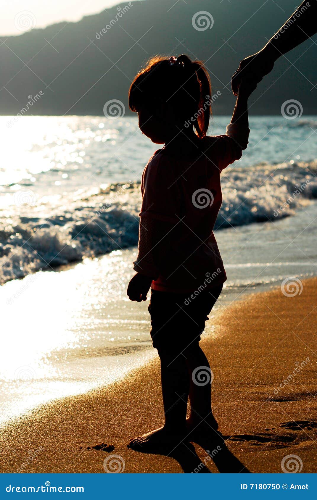 Child on the beach sunset stock photo. Image of children - 7180750