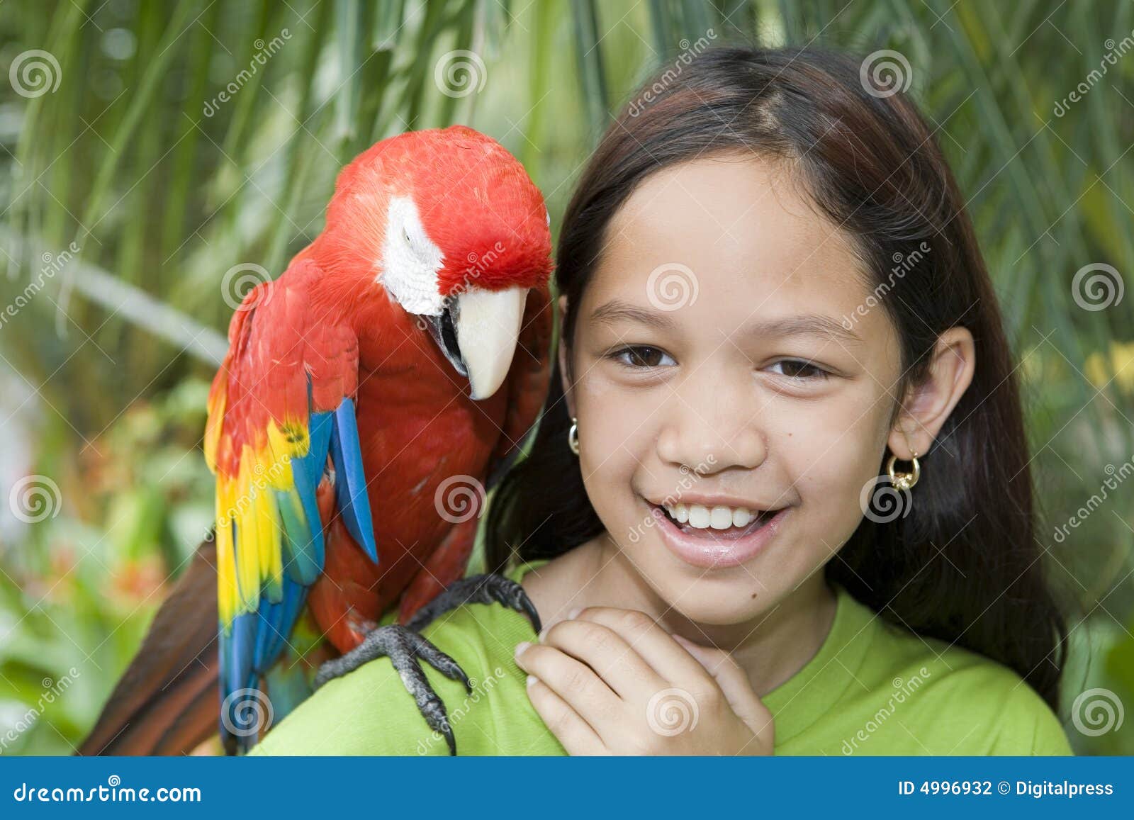 Child with Beautiful Parrots Stock Photo - Image of children, wings ...