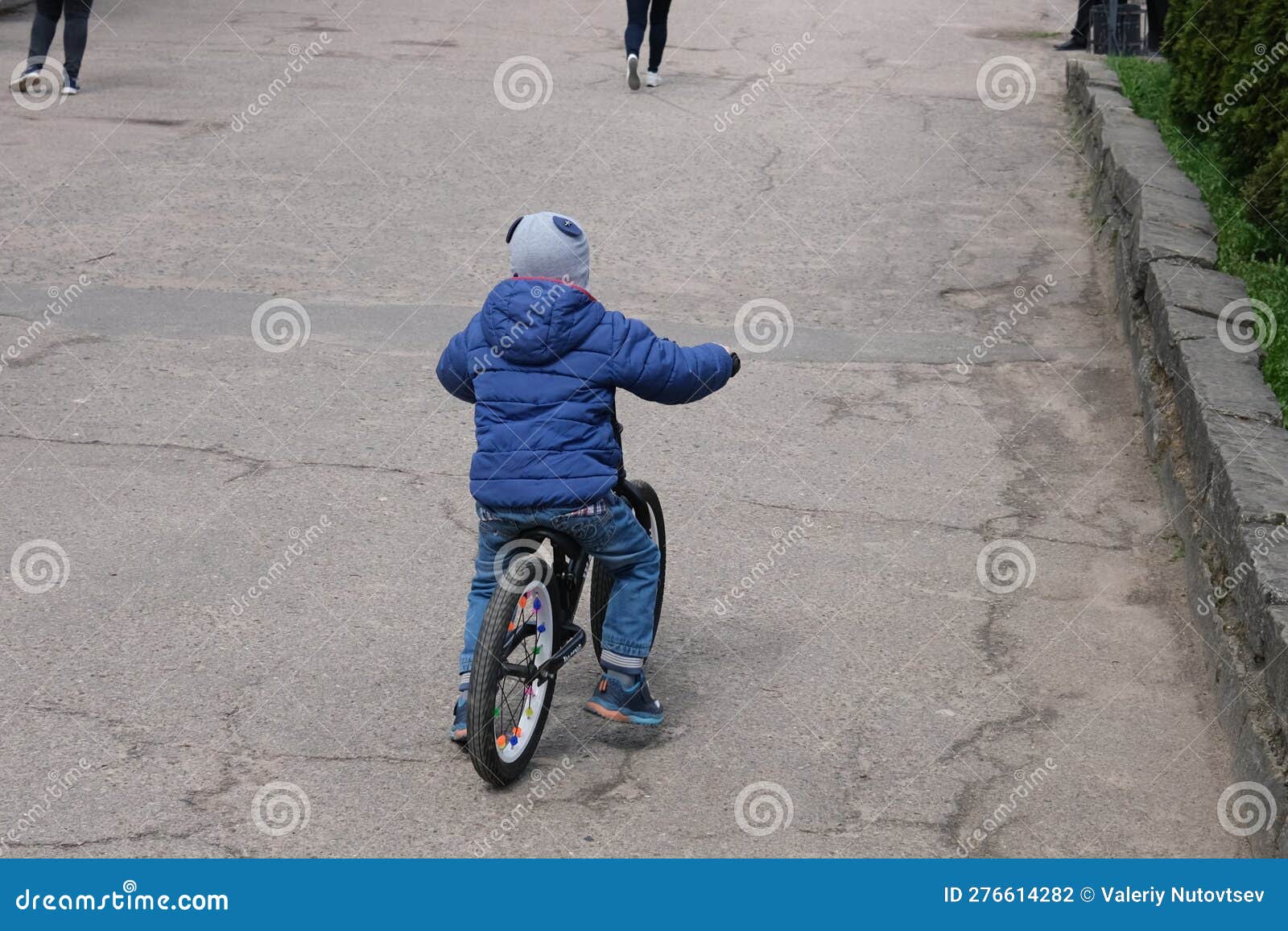 Child on a Bicycle Rear View. Editorial Photography - Image of sports ...