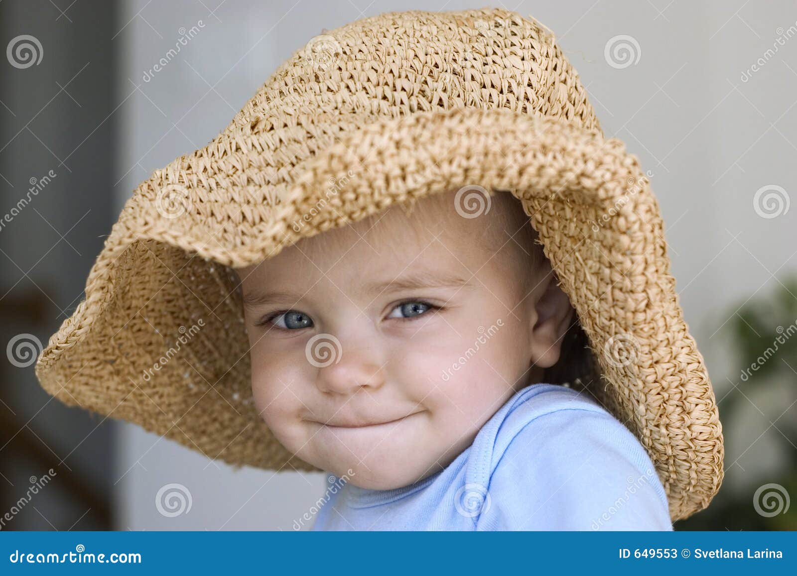 Child in a big hat stock image. Image of smile, great, expression - 649553