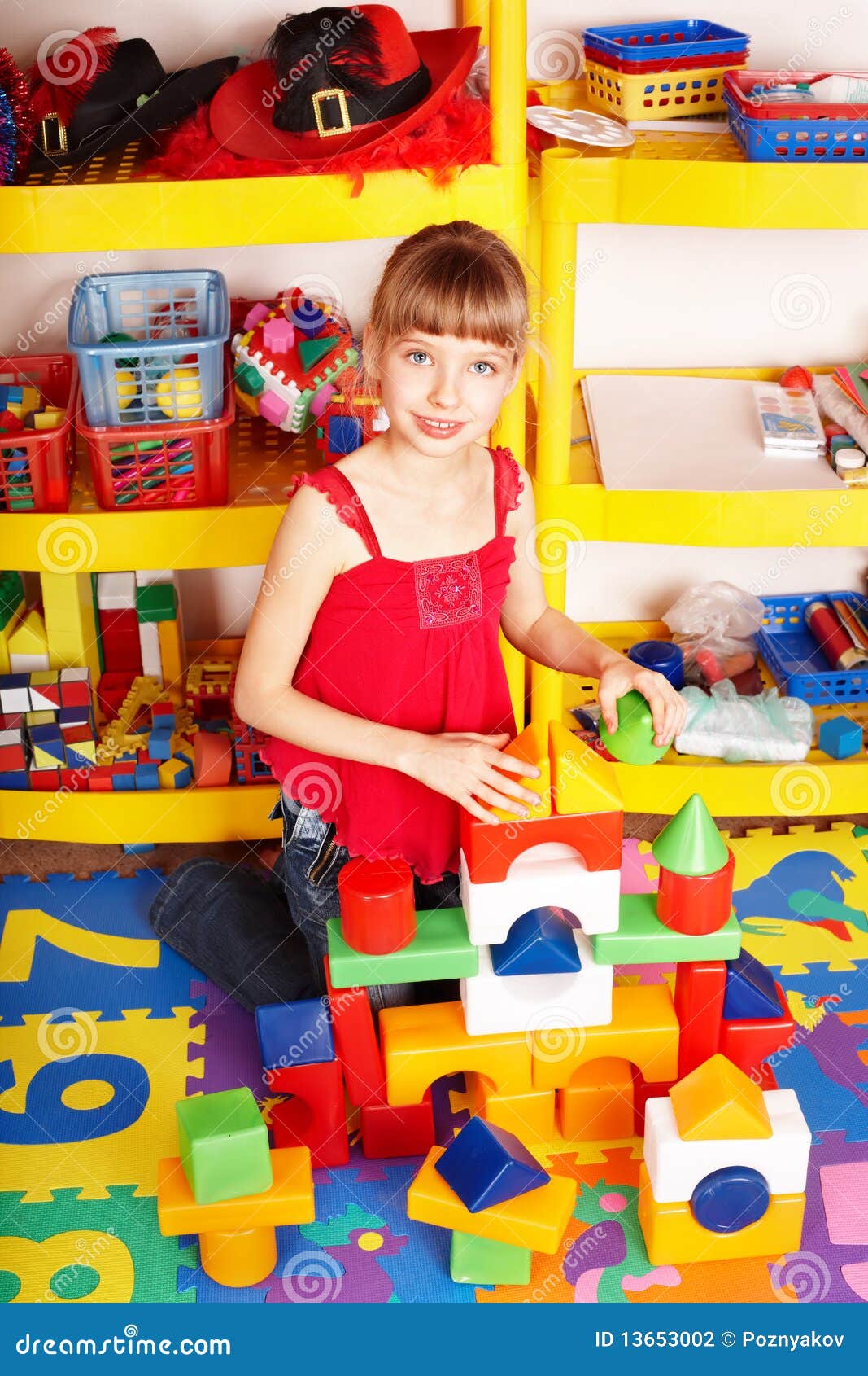 Child with Block and Construction Set . Stock Photo - Image of ...