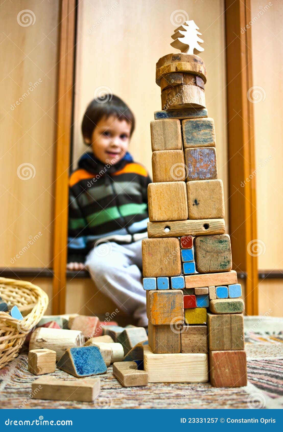 Child with Blocks Construction Stock Image - Image of caucasian ...