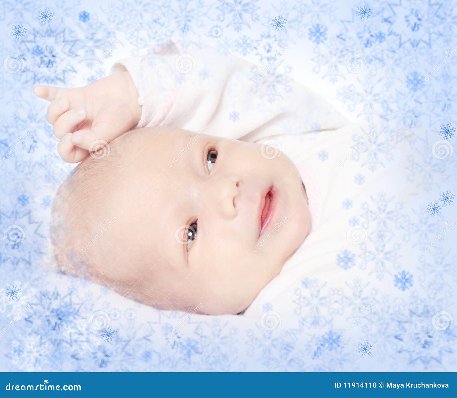 Child on blue background stock photo. Image of year, snow - 11914110