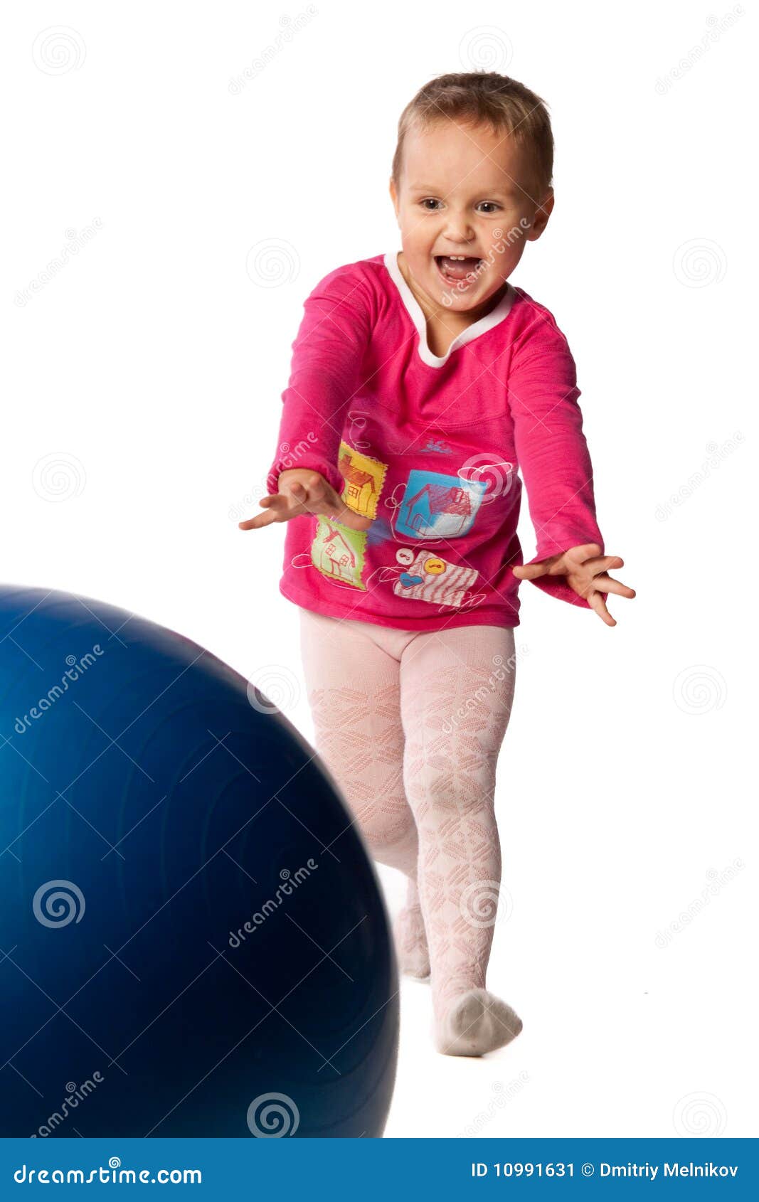 Child with blue ball stock image. Image of gymnastic - 10991631